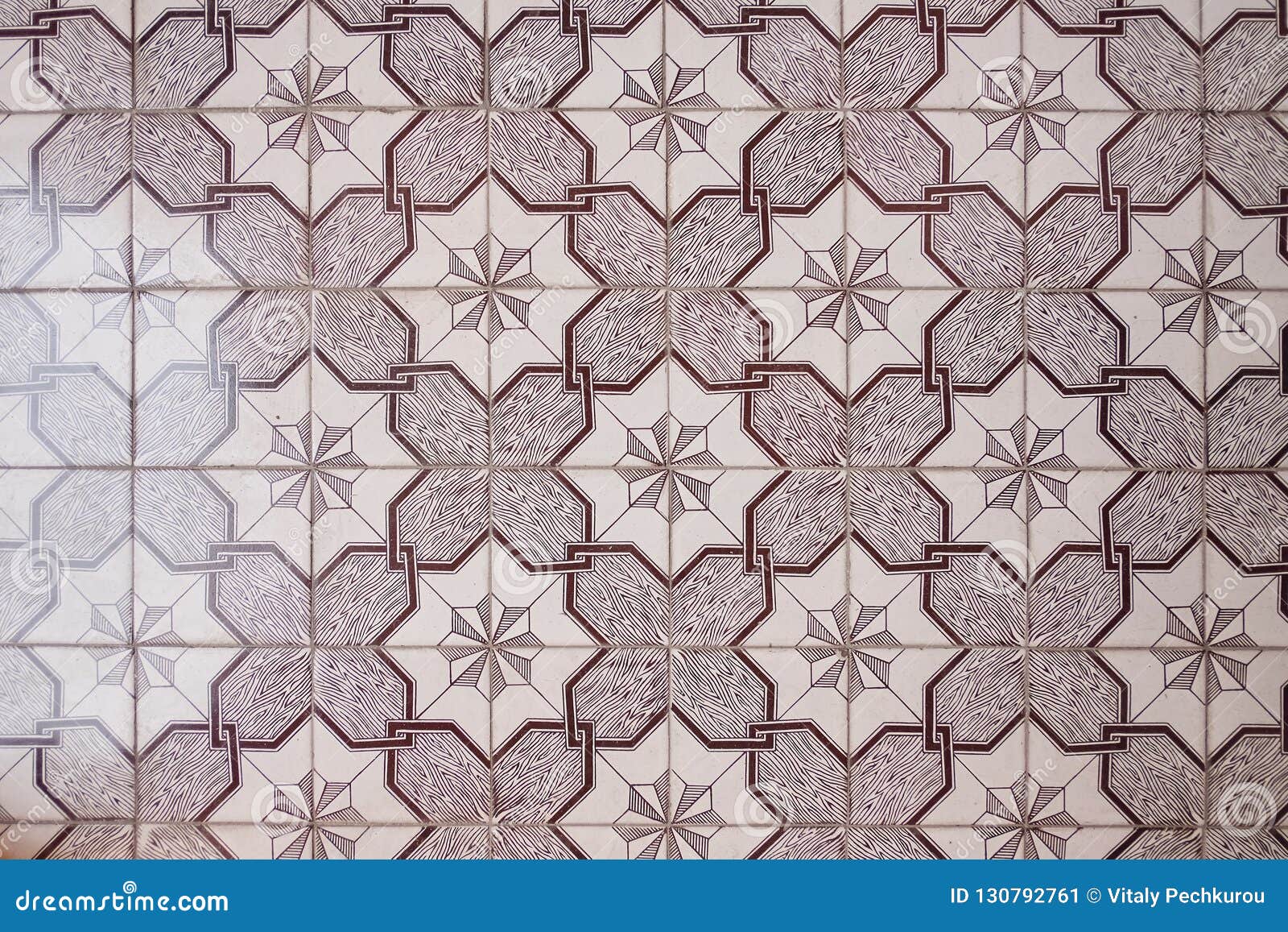 Floor of Decorative Tiles Purple Triangular Ceramic Patterns Stock ...