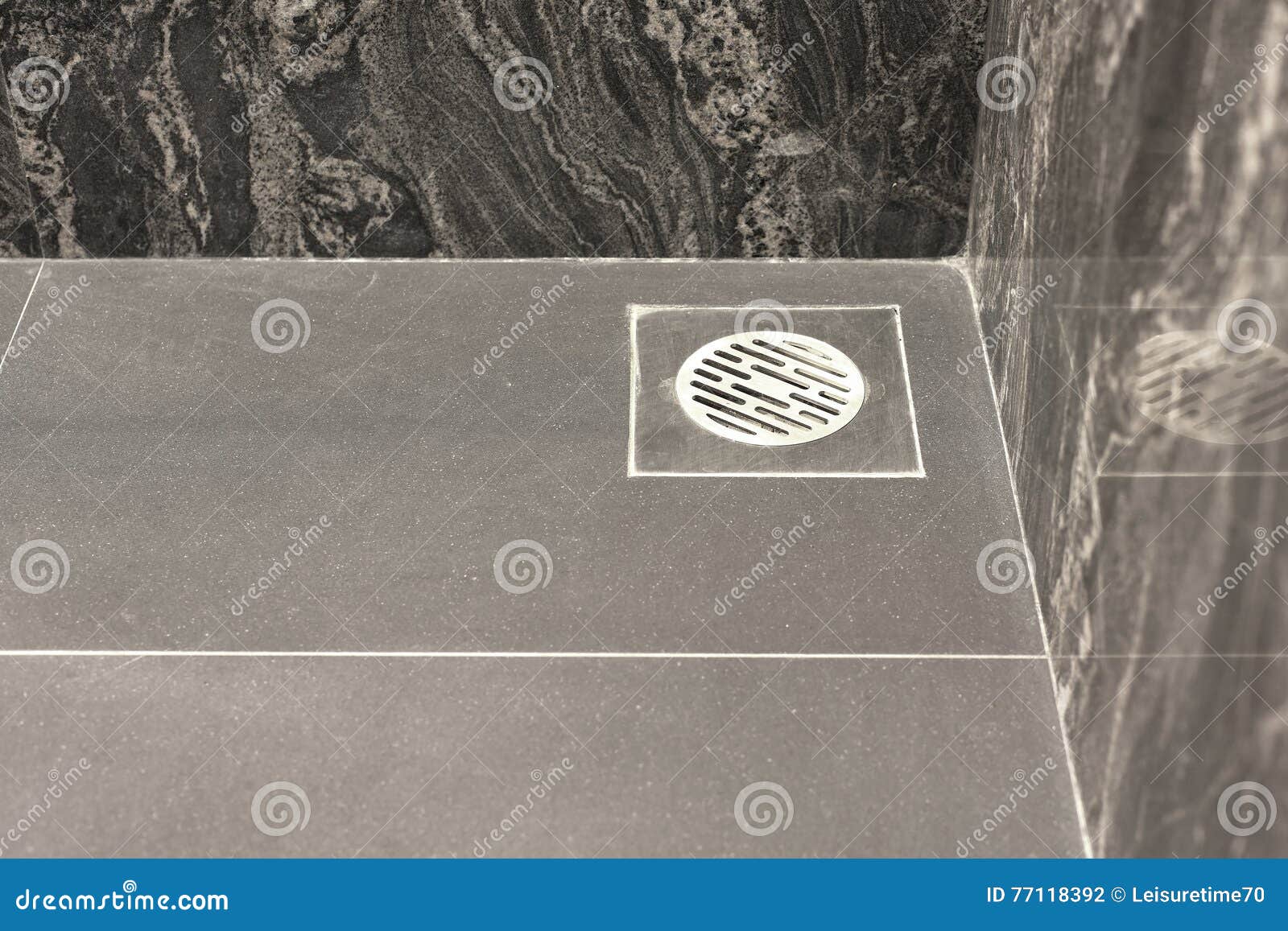 Floor drain in bathroom stock photo. Image of square - 77118392