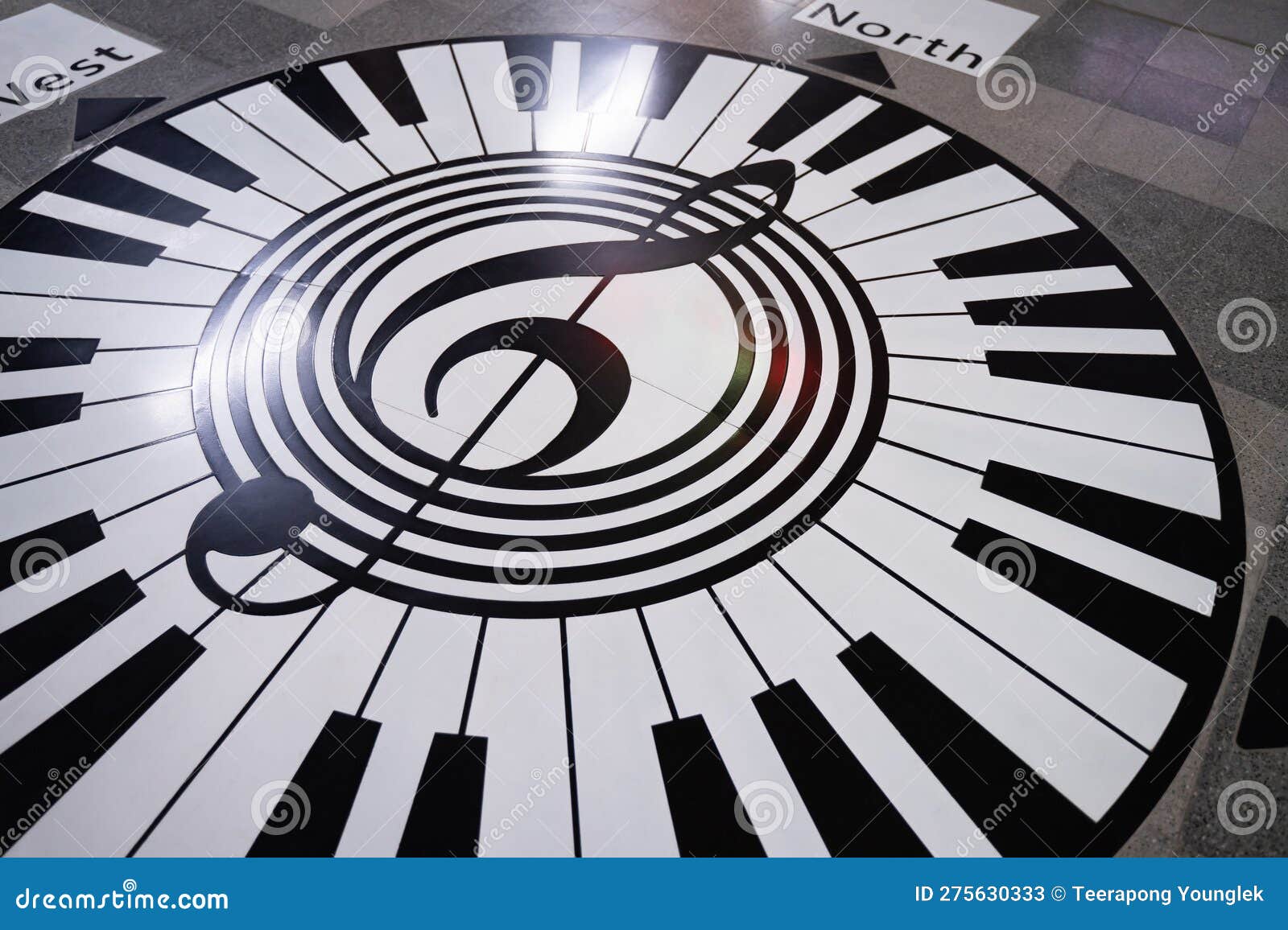 The Floor of the Hall with Musical Patterns and Piano Keys is Round ...