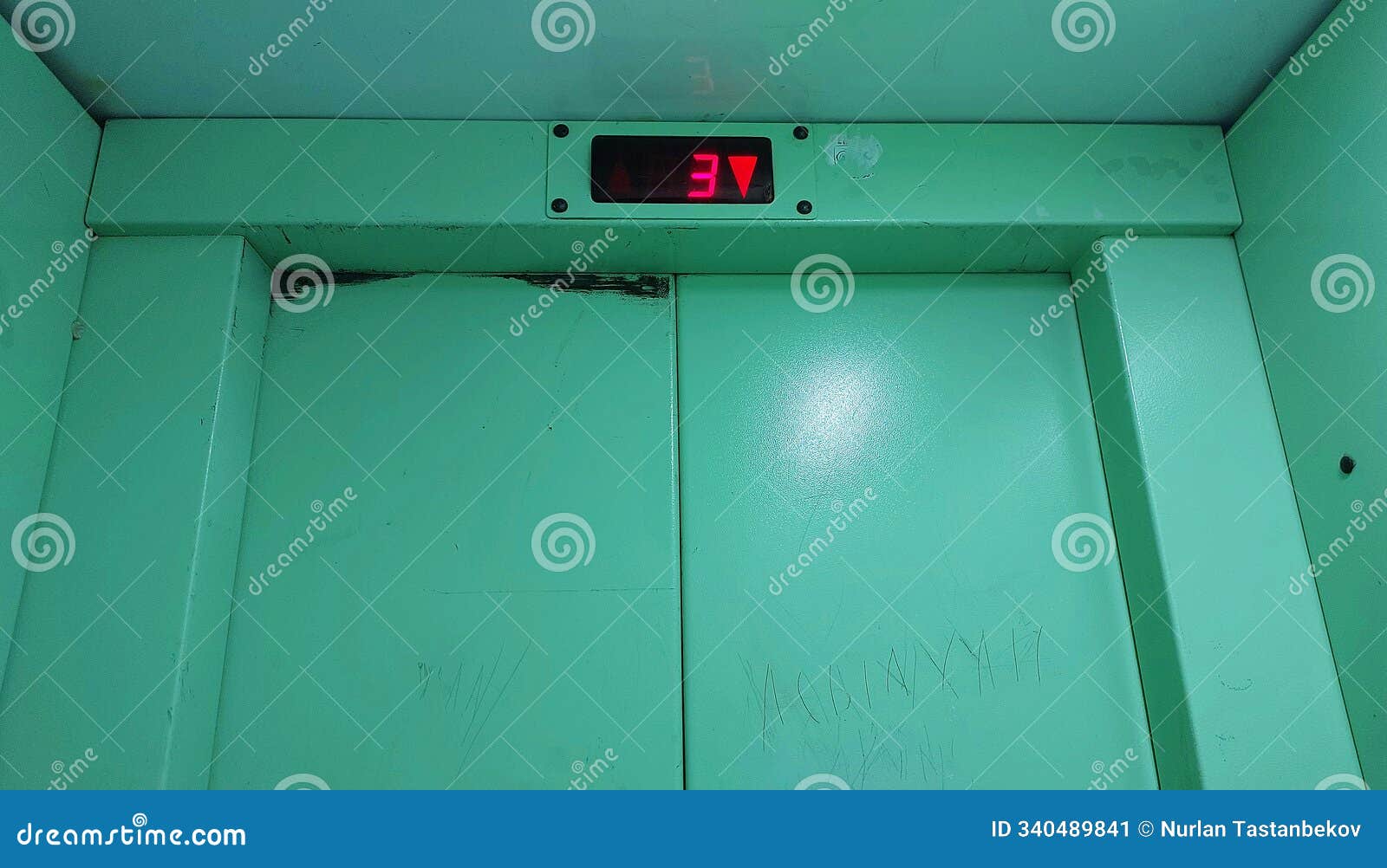 Floor Indicator Inside the Elevator. a Battered Elevator Cabin Stock ...