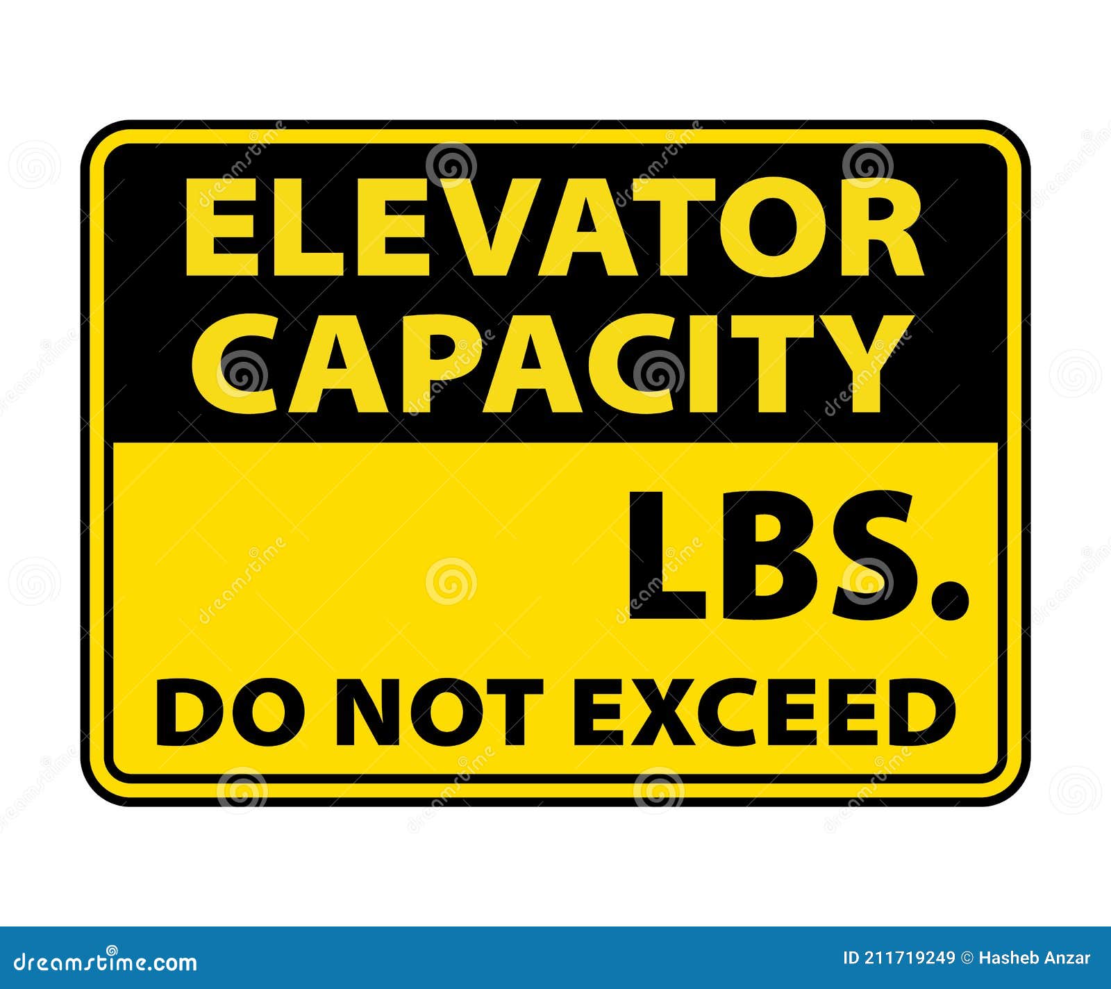 Elevator Capacity Do Not Exceed Sign. Maximum Load Capacity Vector ...