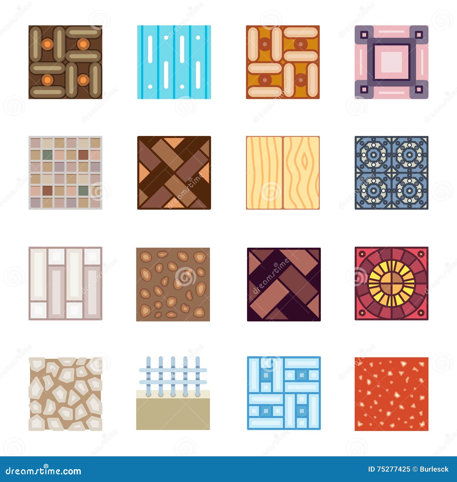 Floor Materials Flat Vector Icons Tiles Stock Vector - Illustration of ...