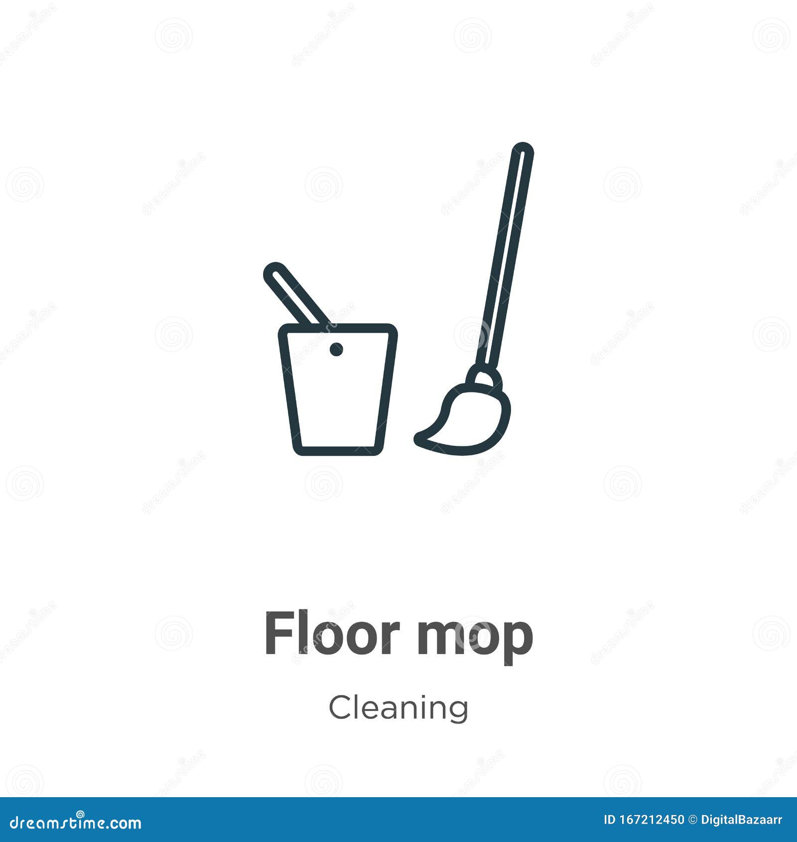 Floor Mop Outline Vector Icon. Thin Line Black Floor Mop Icon, Flat ...