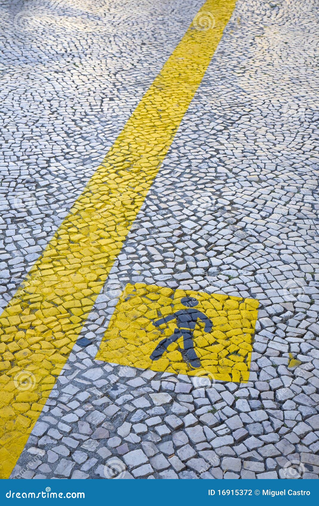 Floor Painted Yellow Walk Line Stock Photo - Image of paint, pavement ...