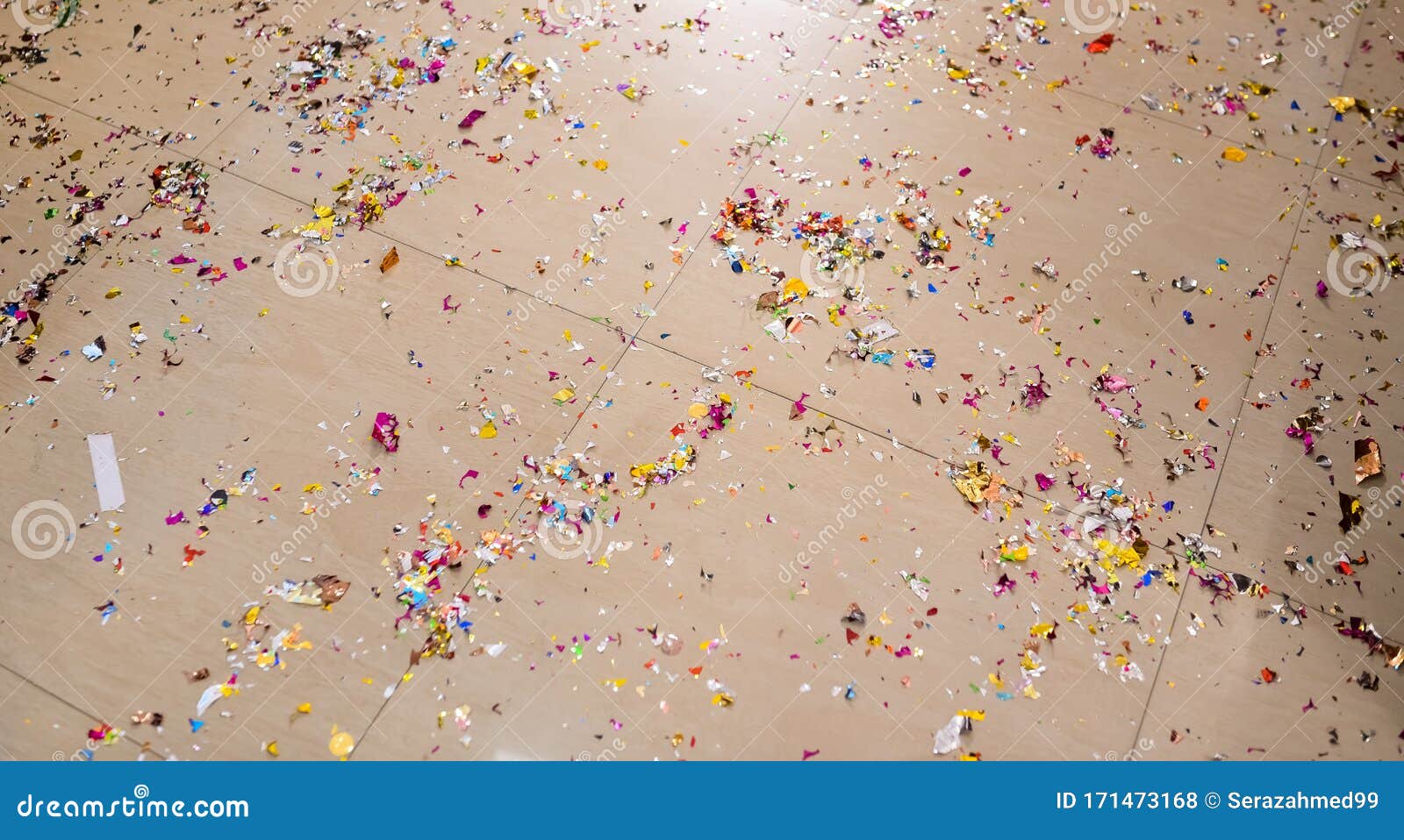 Floor after a Party Celebration with Party Poppers and Confetti Stock ...