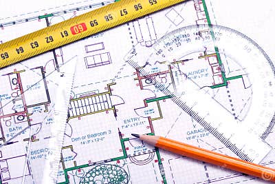 Floor Plan and Architect S Tools Stock Photo - Image of plan ...