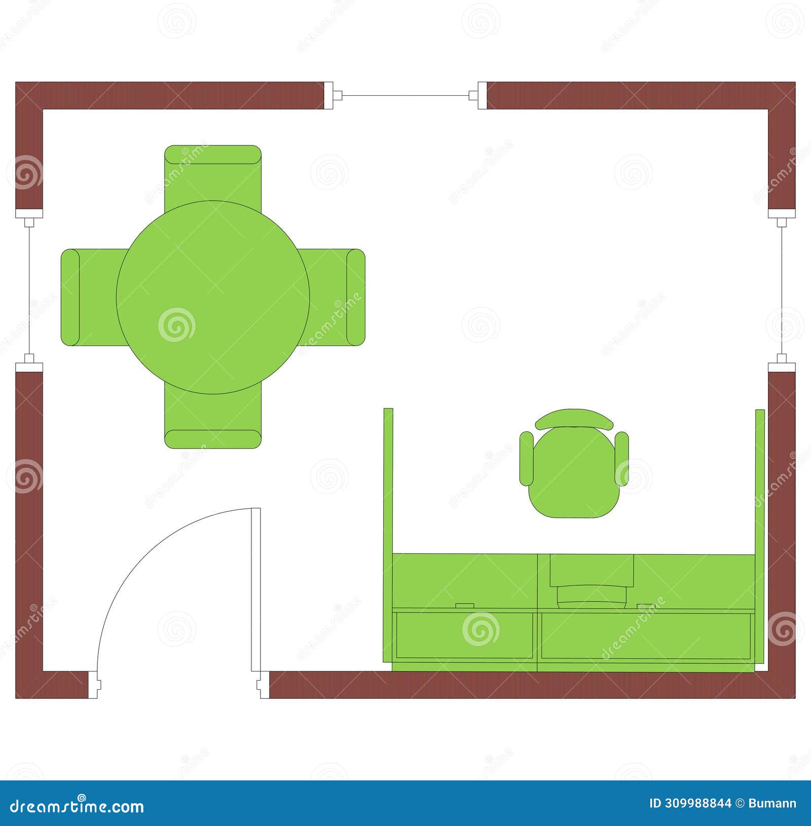 Floor Plan or Architectural Drawing of an Office Room Stock ...