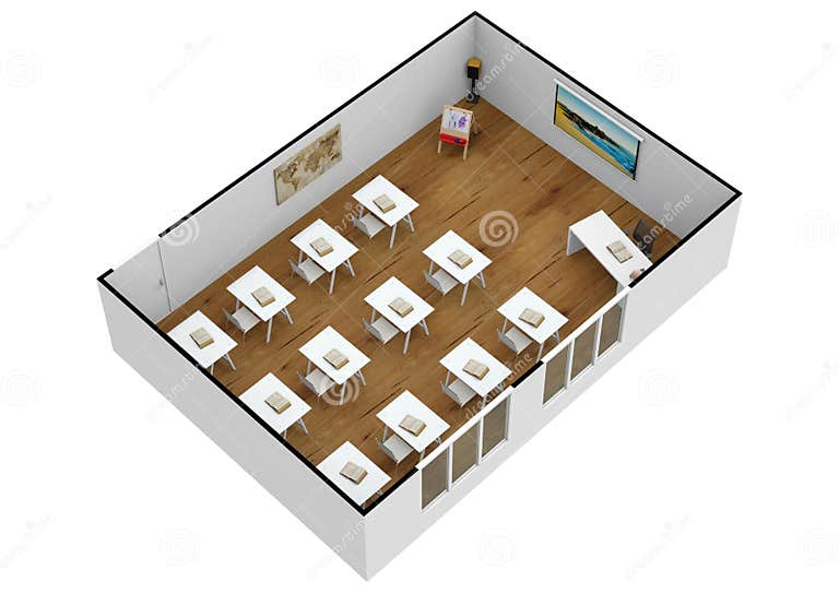 Floor Plan. Class Room Plan. Presentation Isometric Classroom. Stock ...