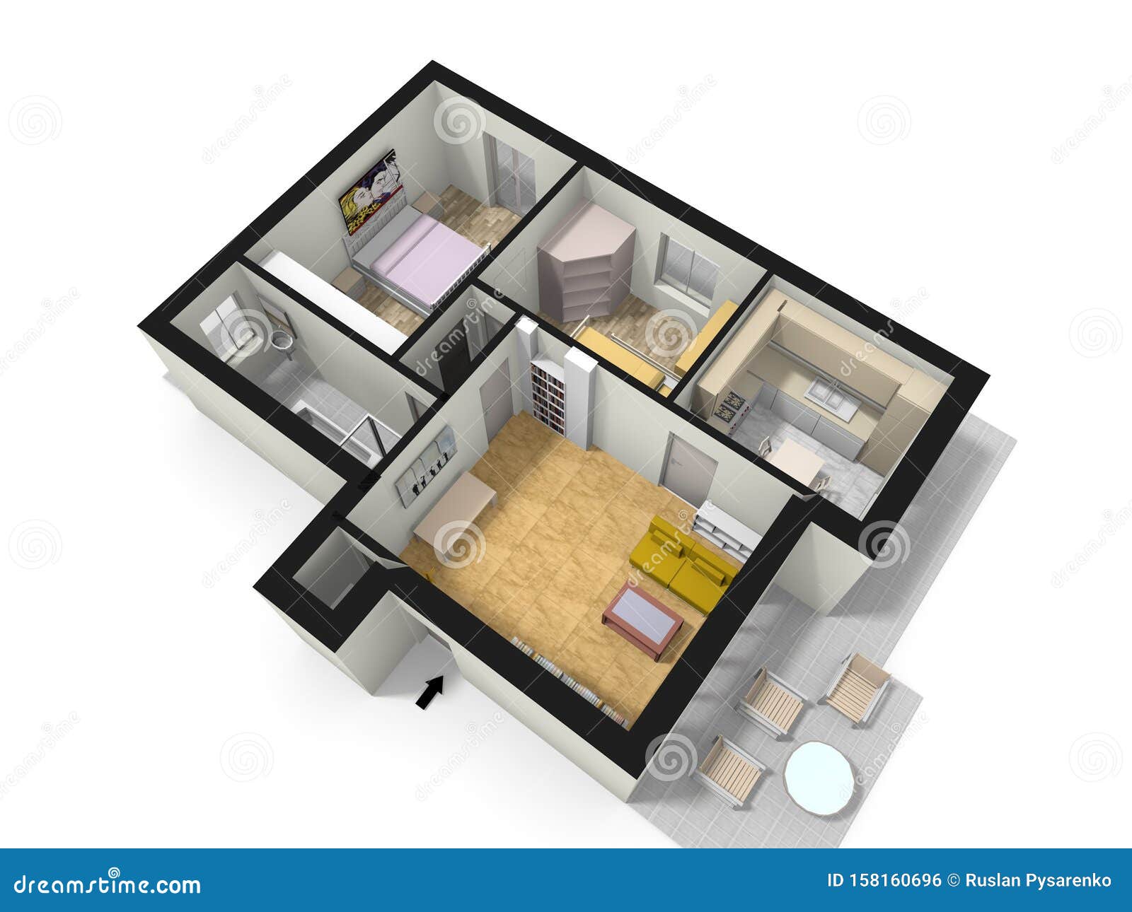 Floor Plan. Color Floor Plans 3d. 3D Illustration Floor Plan Stock ...
