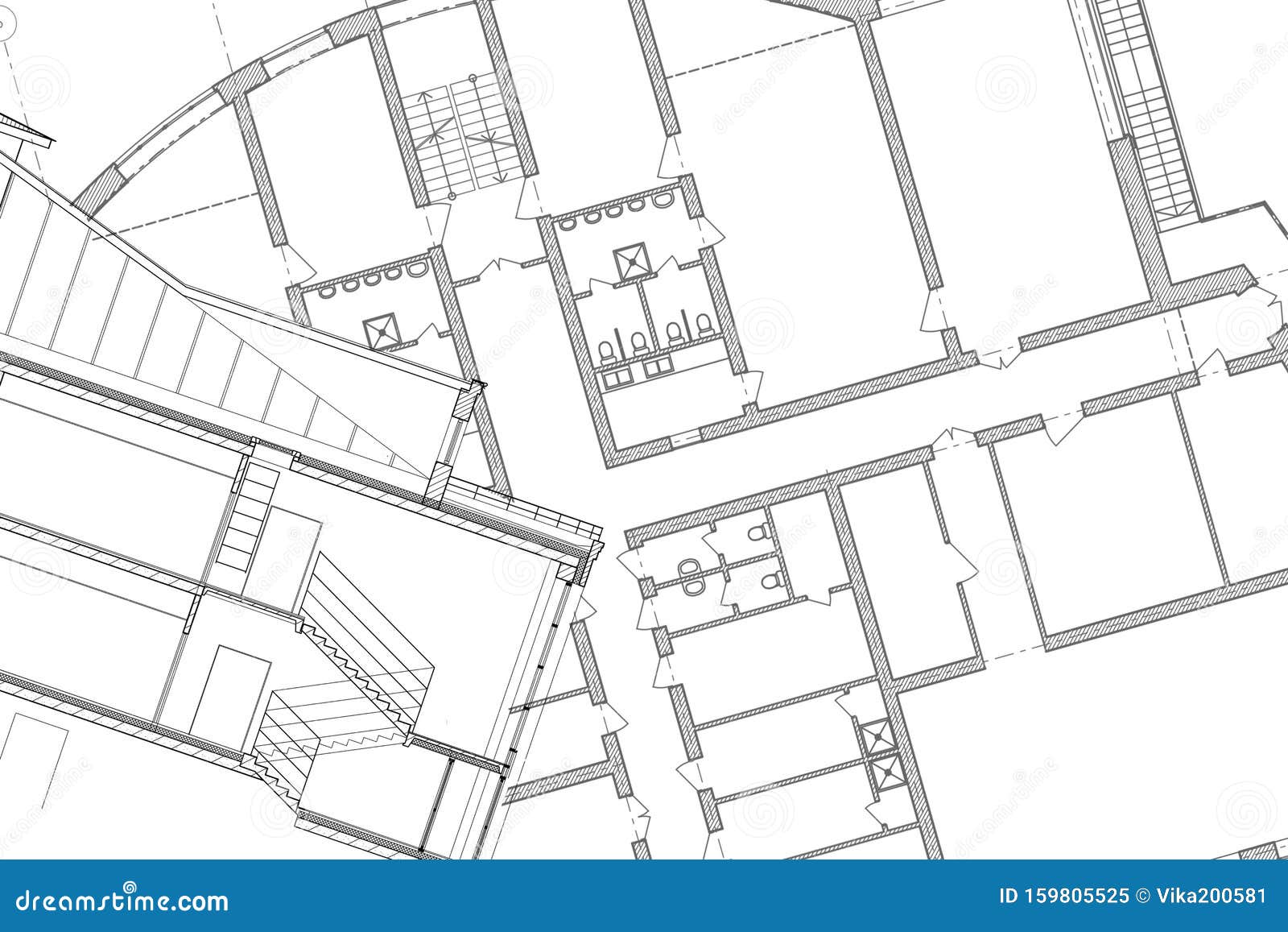 Floor Plan Drawing. Architectural Building Drawing Stock Illustration ...