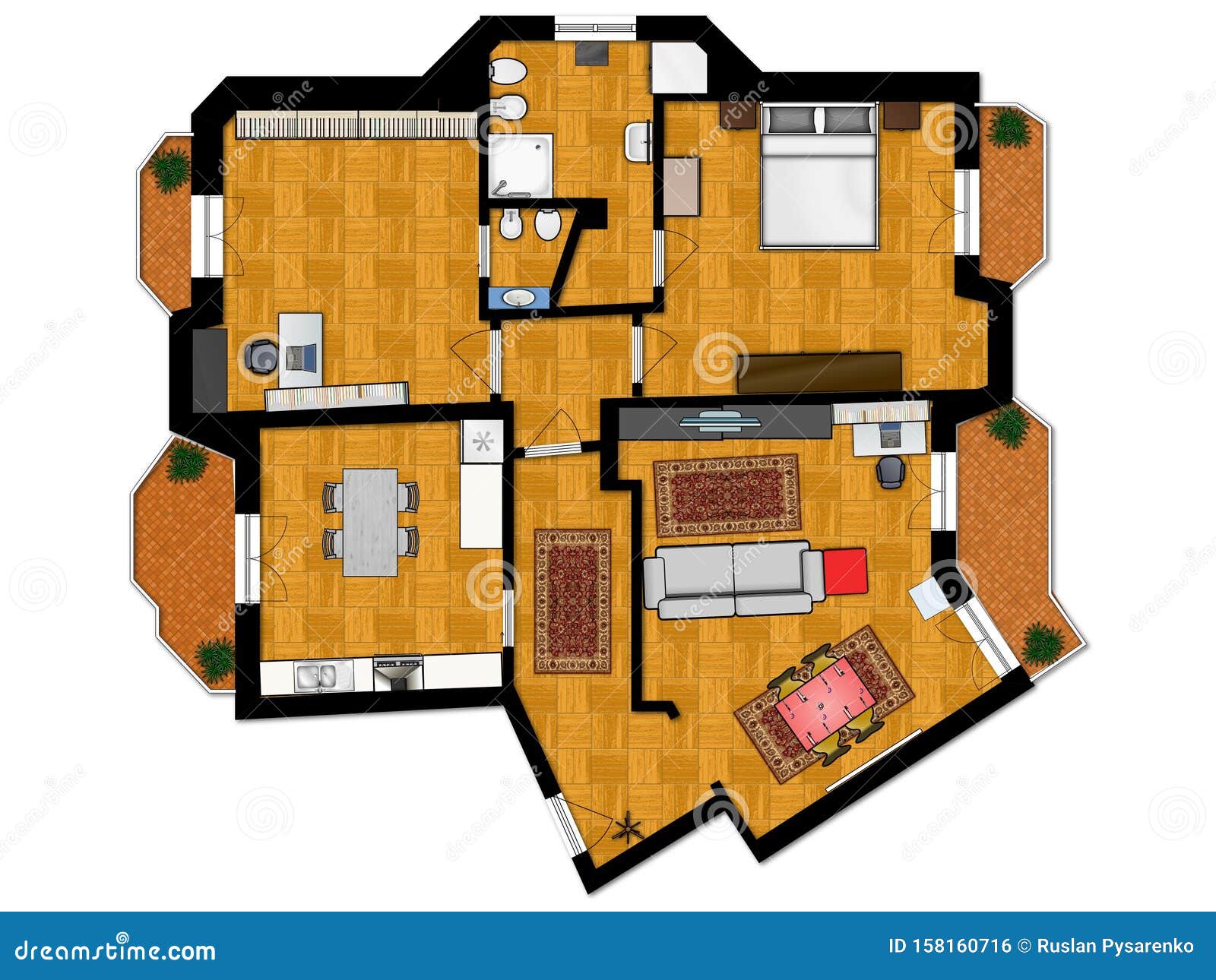 Floor Plan. Interior Floor Plans 2d. 2D Illustration Floor Plan Stock ...