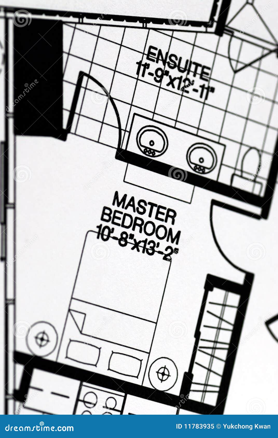 A Floor Plan Focused on the Master Bedroom Stock Image - Image of ...