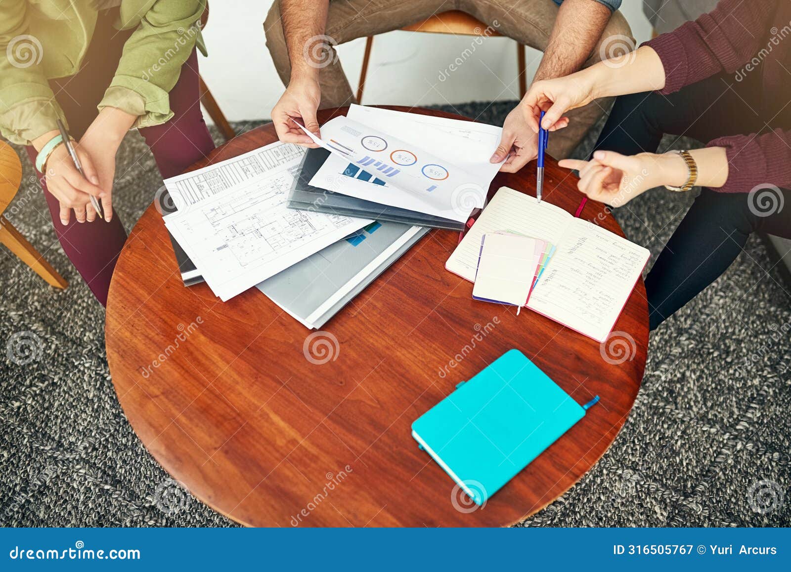 Floor Plan, Graphs or Hands of People in Meeting for Development ...