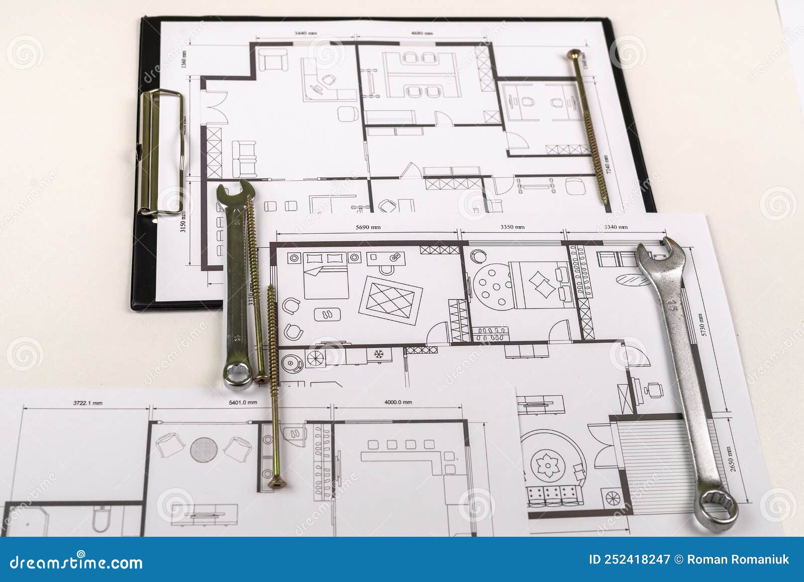 Floor Plan of a House with Work Tool on Desk Stock Image - Image of ...
