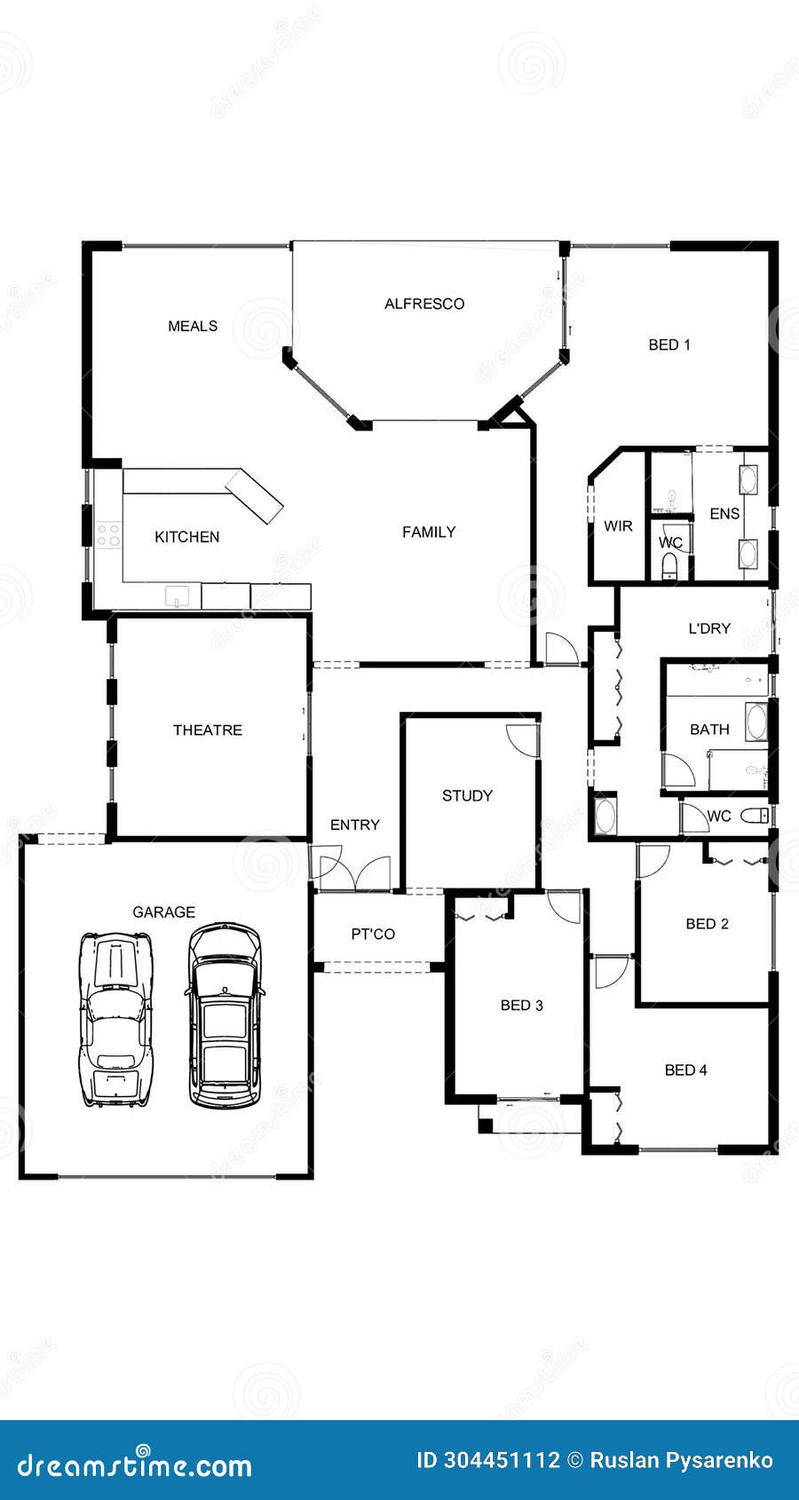 Floor Plan. Interior. 3d Floor Plan for Real Estate Stock Illustration ...
