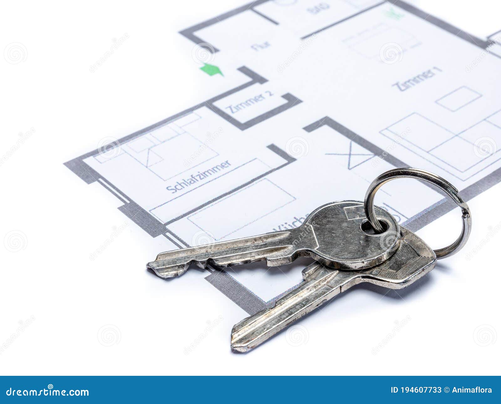 Floor Plan with Keychain of a Flat Template Stock Image - Image of life ...