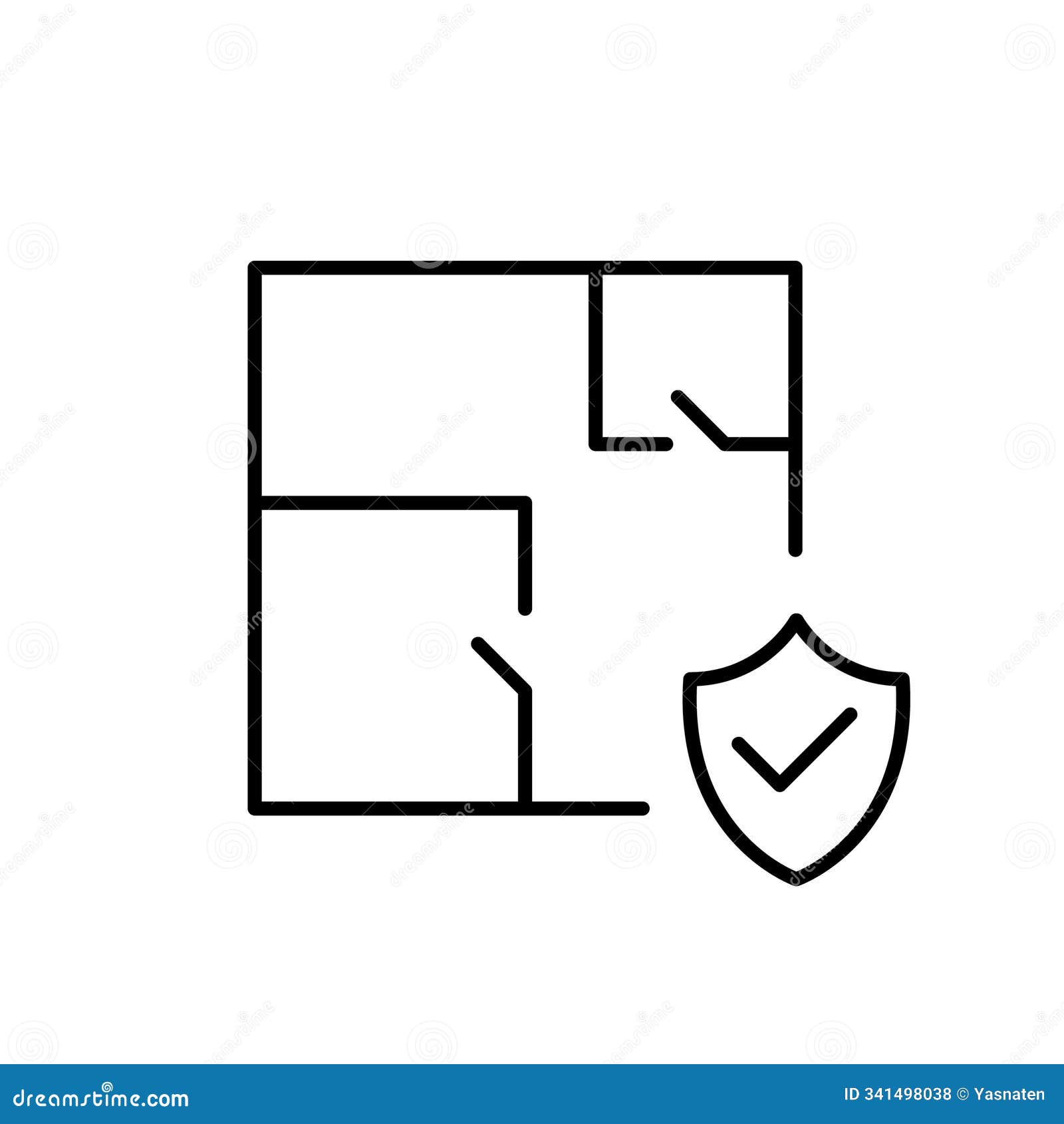 Floor Plan, Security Shield with Check Mark. Certified Building Safety ...