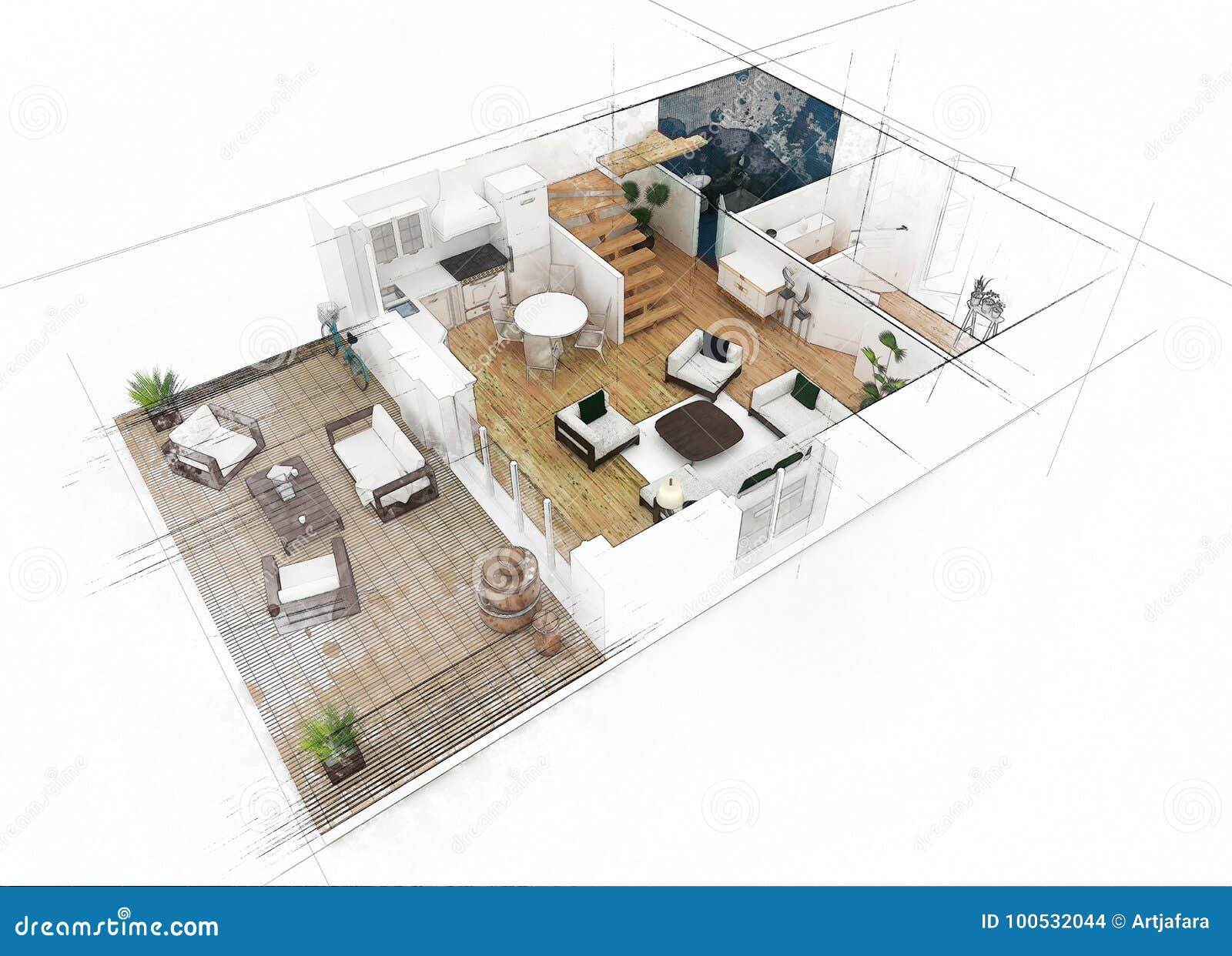 Floor plan sketch stock illustration. Illustration of estate - 100532044