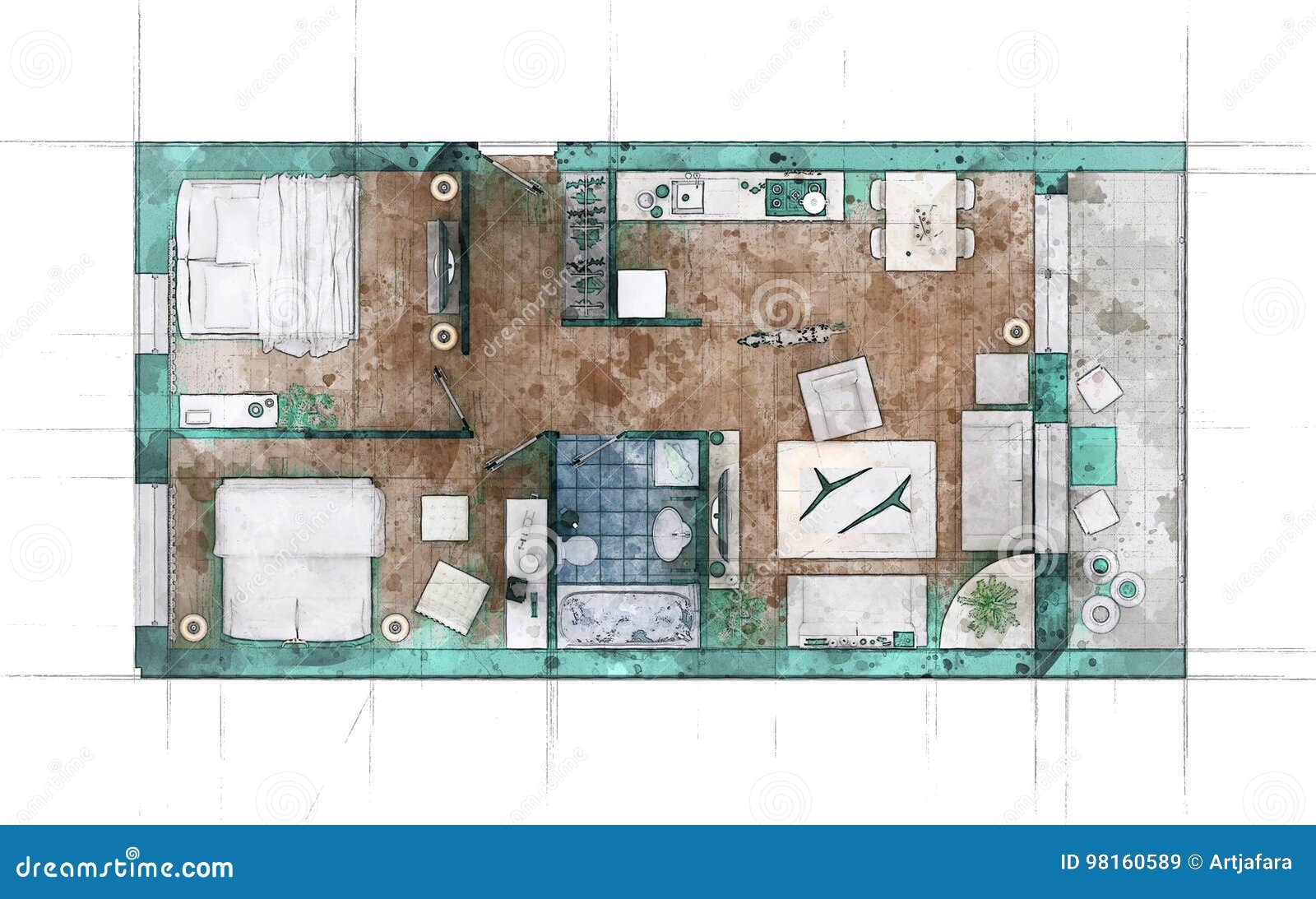 Floor plan sketch stock illustration. Illustration of design - 98160589