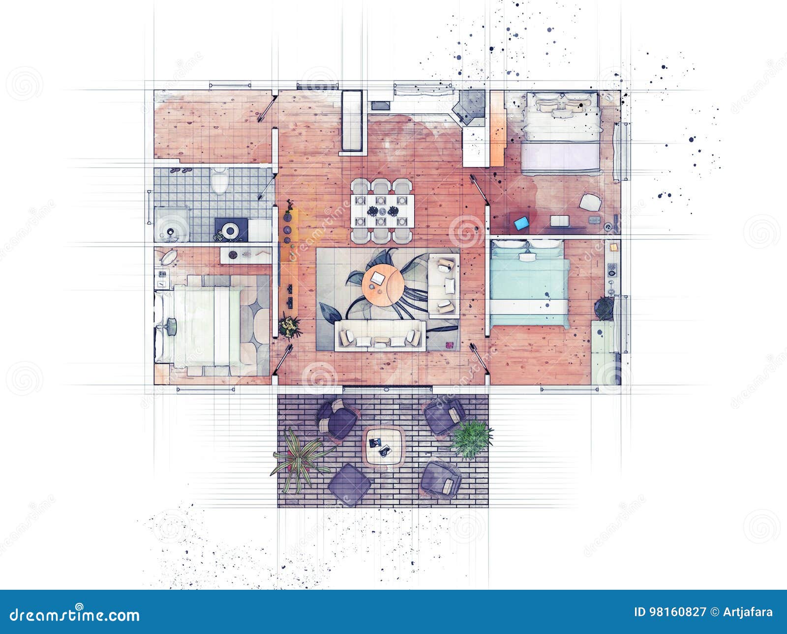 Floor plan sketch stock illustration. Illustration of design - 98160827