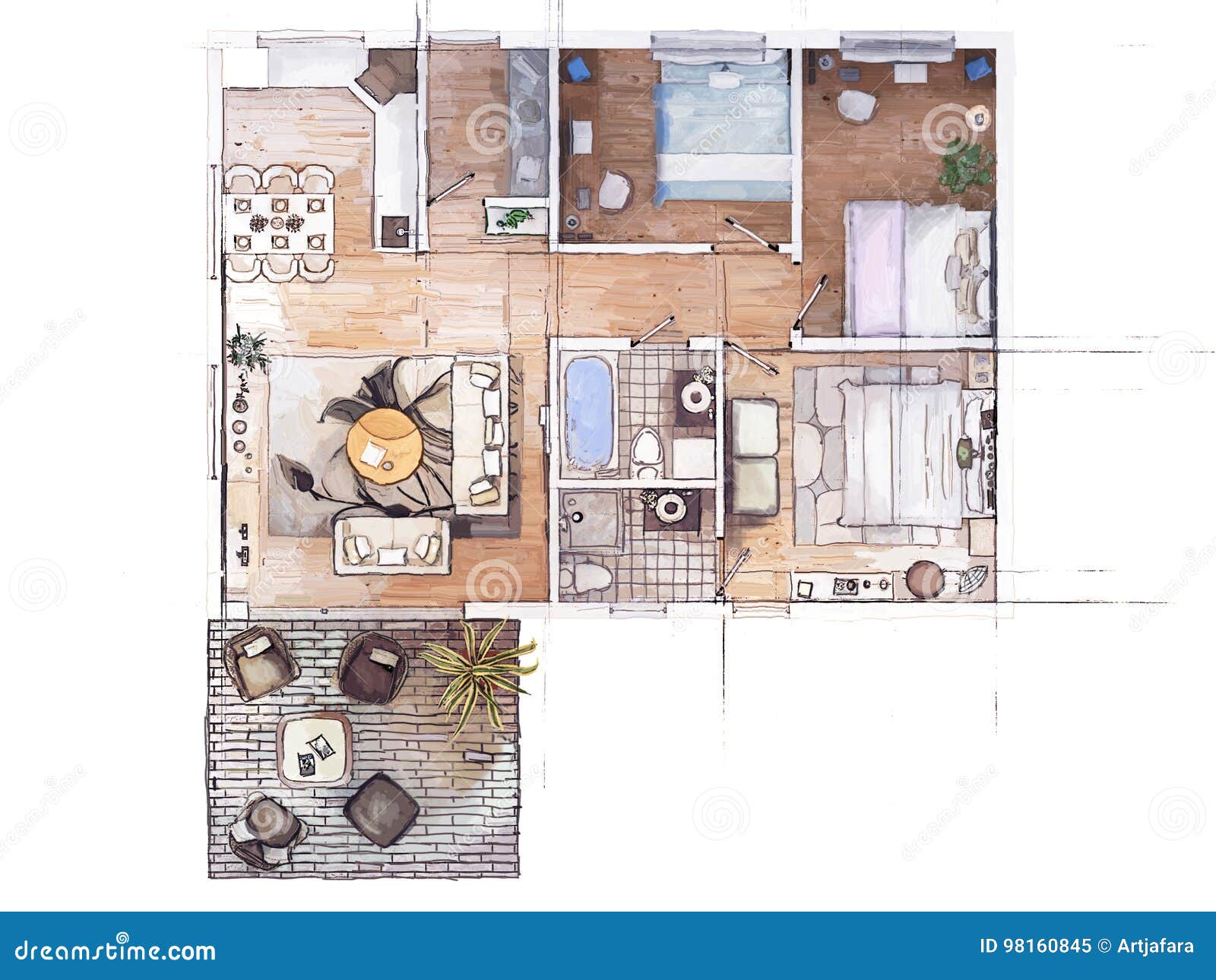 Floor plan sketch stock illustration. Illustration of design - 98160845