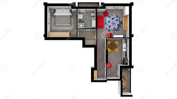 Floor Plan Top View Apartment Interior Floorplan Stock Illustration ...