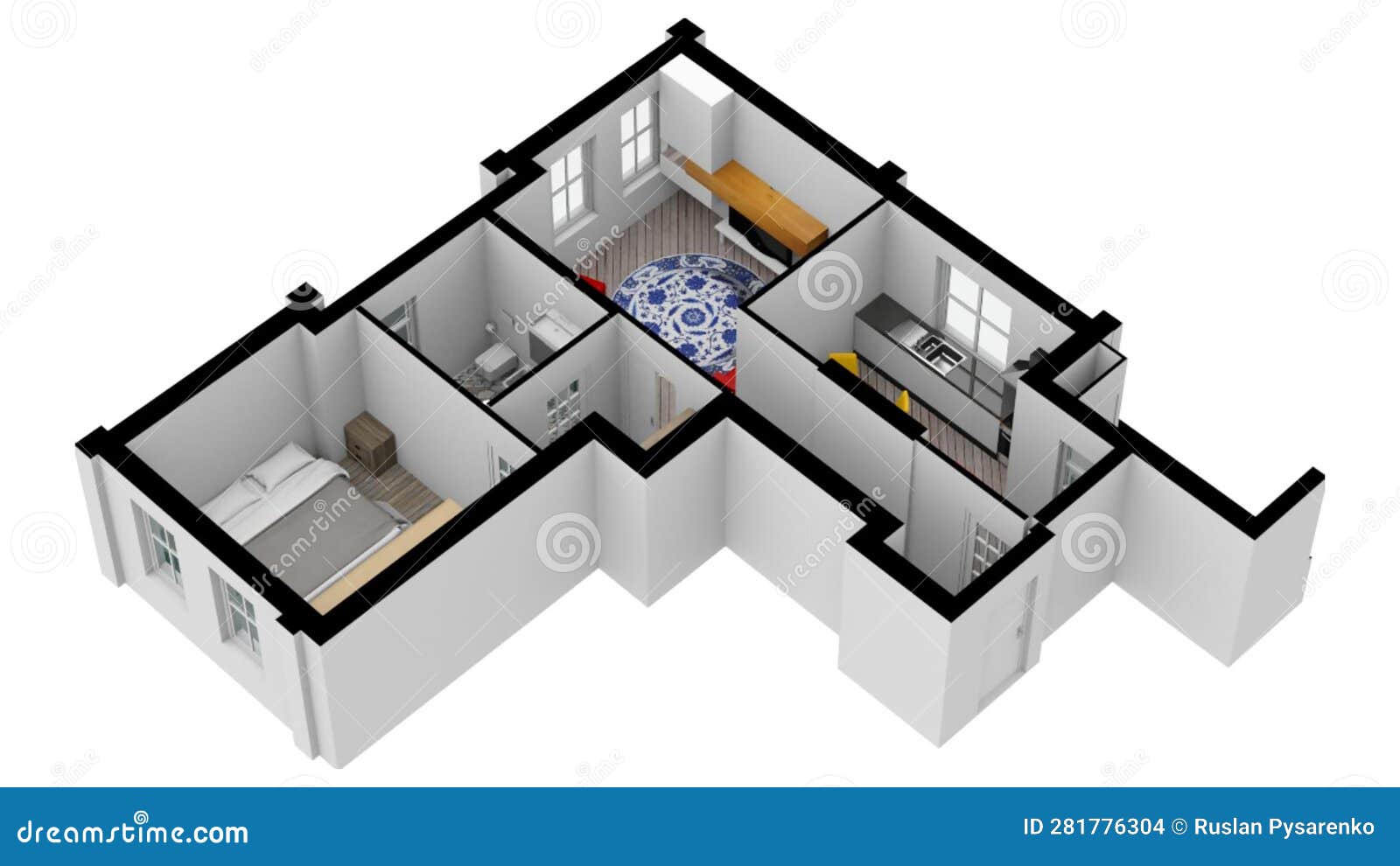 Floor Plan Top View Apartment Interior Floorplan Stock Illustration ...