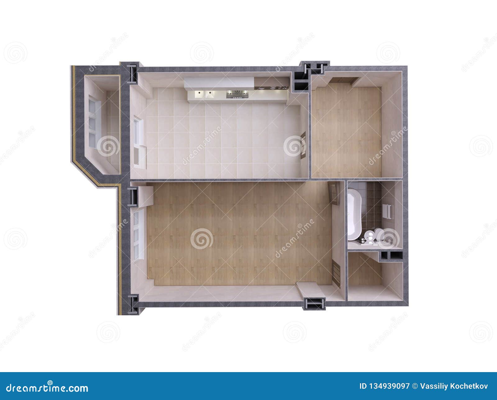 Top View Apartment Interior Detailed Plan Royalty-Free Stock ...
