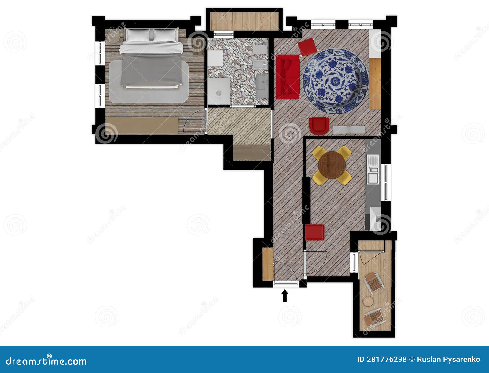 Floor Plan Top View Apartment Interior Floorplan Stock Illustration ...