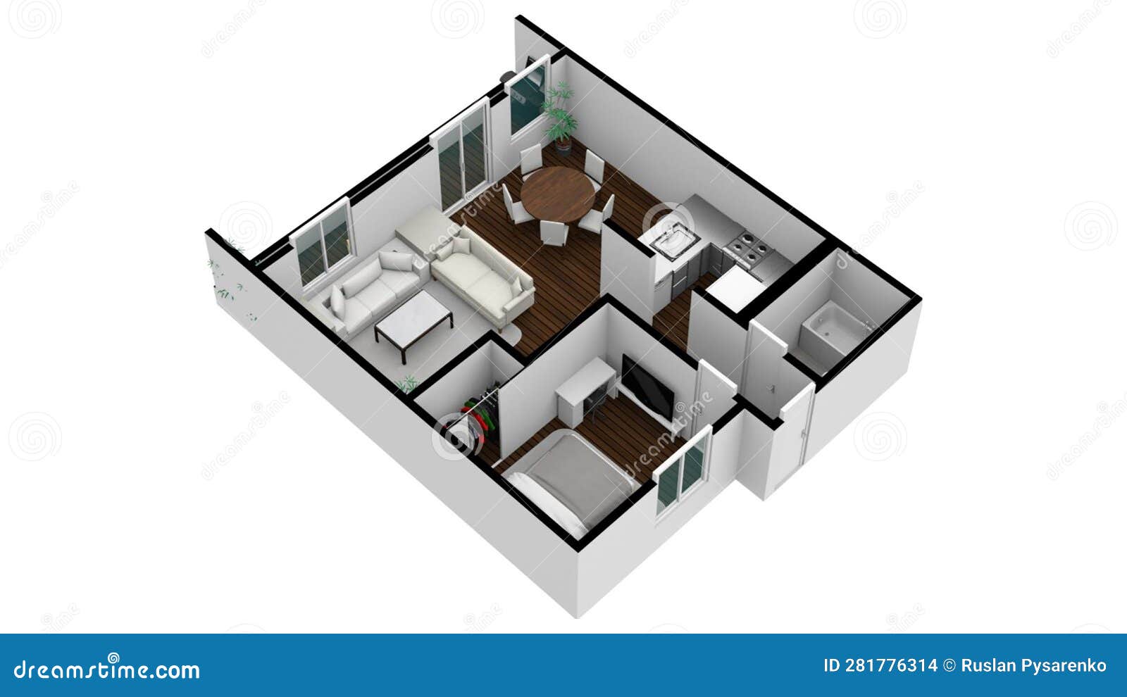 Floor Plan Top View Apartment Interior Floorplan Stock Illustration ...