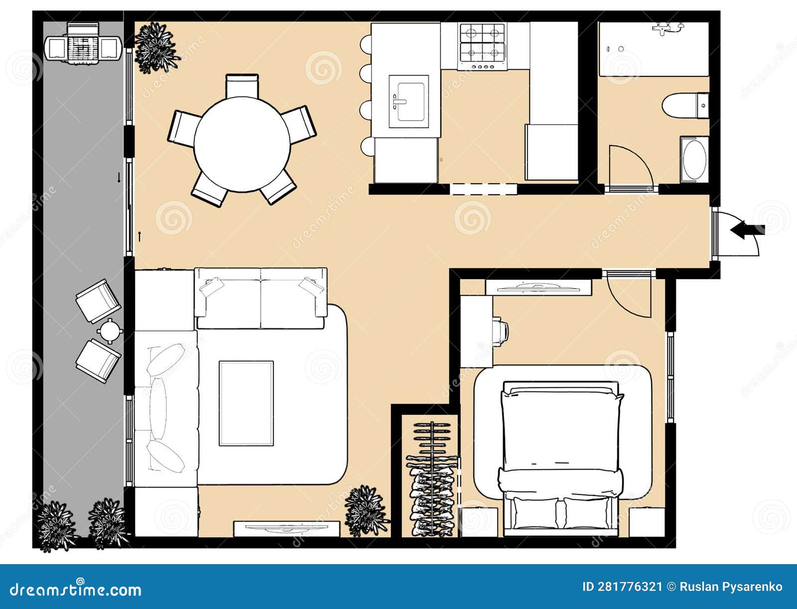 Floor Plan Top View Apartment Interior Floorplan Stock Illustration ...