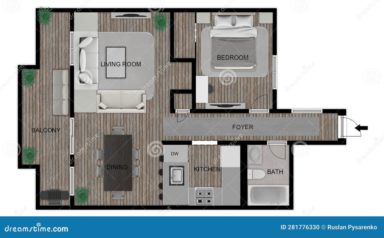 Floor Plan Top View Apartment Interior Floorplan Stock Illustration ...