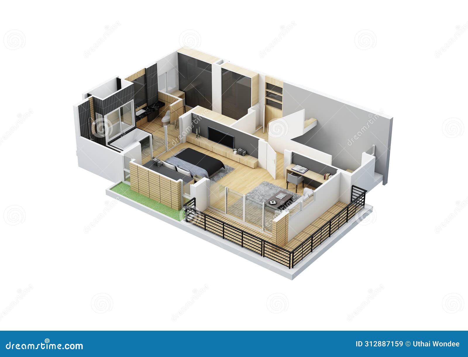 Floor Plan Top View. House Interior Isolated on White Background. 3D ...