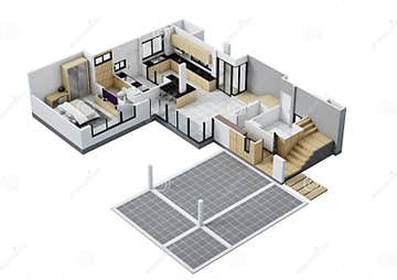 Floor Plan Top View. House Interior Isolated on White Background. 3D ...
