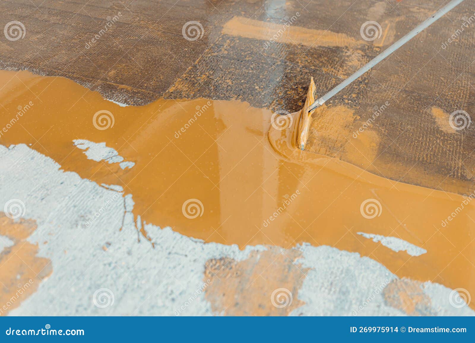 Floor Preparation with Resin Support Layer for Anti-slip Stock Photo ...