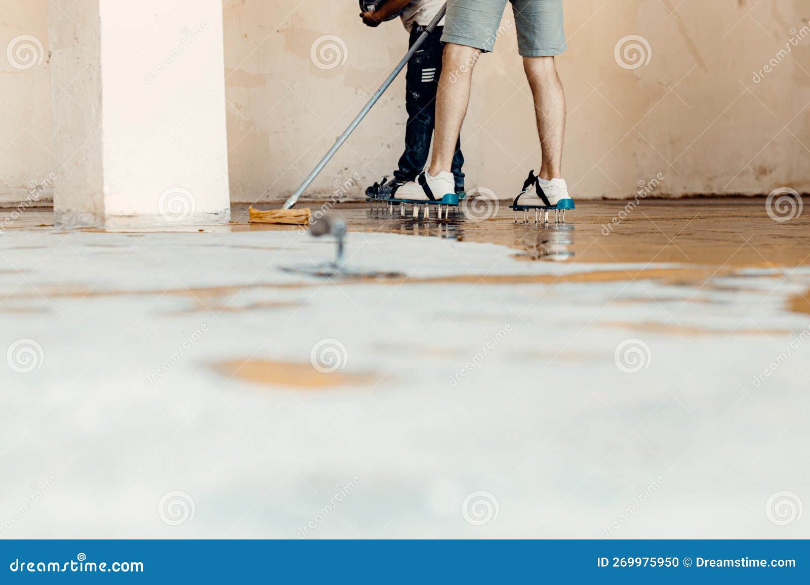 Floor Preparation with Resin Support Layer for Anti-slip System Stock ...