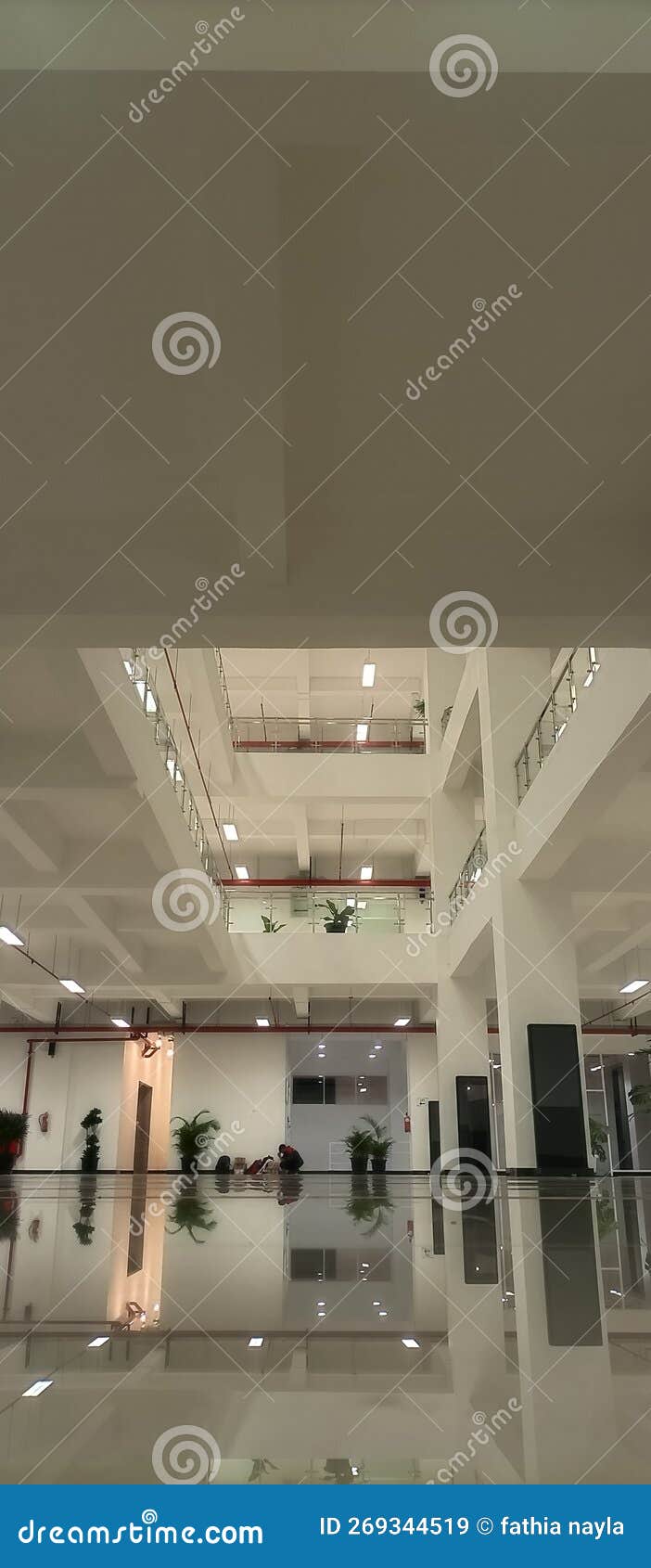 Floor Reflection at the Big Building Stock Image - Image of stairs ...