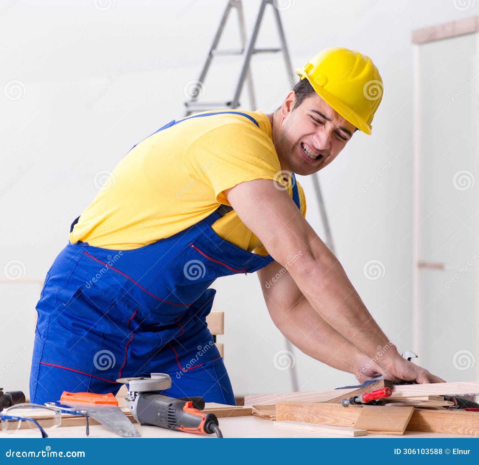 Floor Repairman Disappointed with His Work Stock Photo - Image of ...