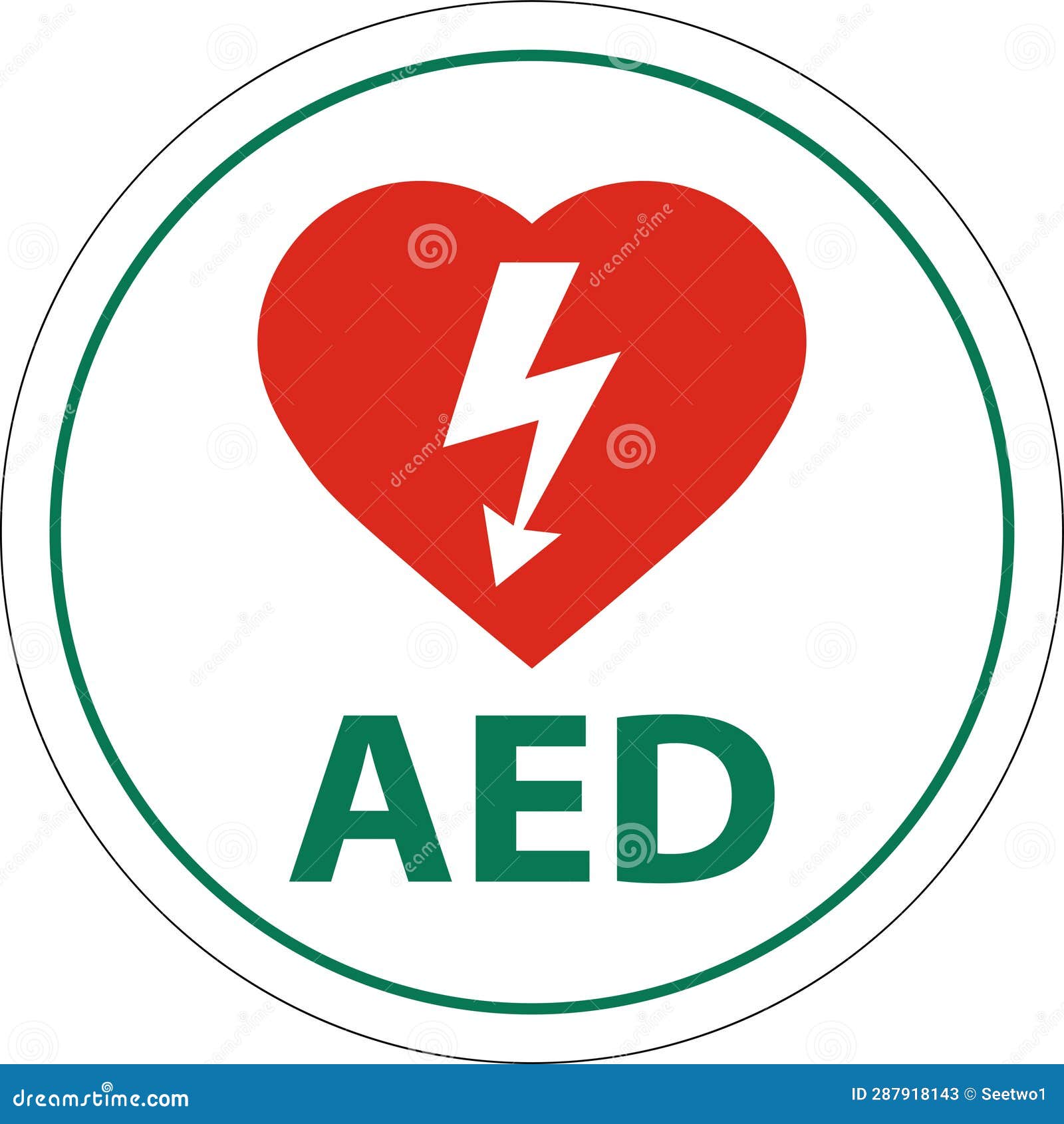 Floor Sign AED with Defib Heart, Red Border Floor Sign Stock Vector ...