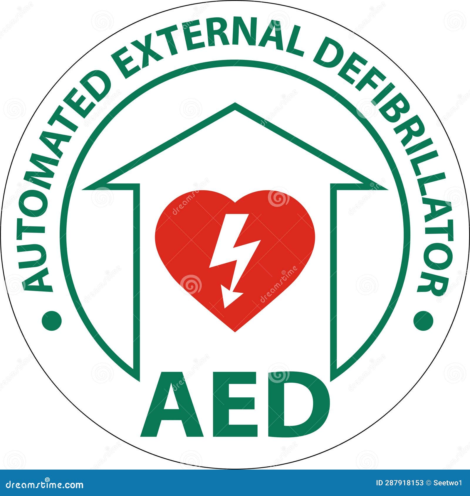 Floor Sign AED with Defib Heart, Red Border Floor Sign Stock Vector ...