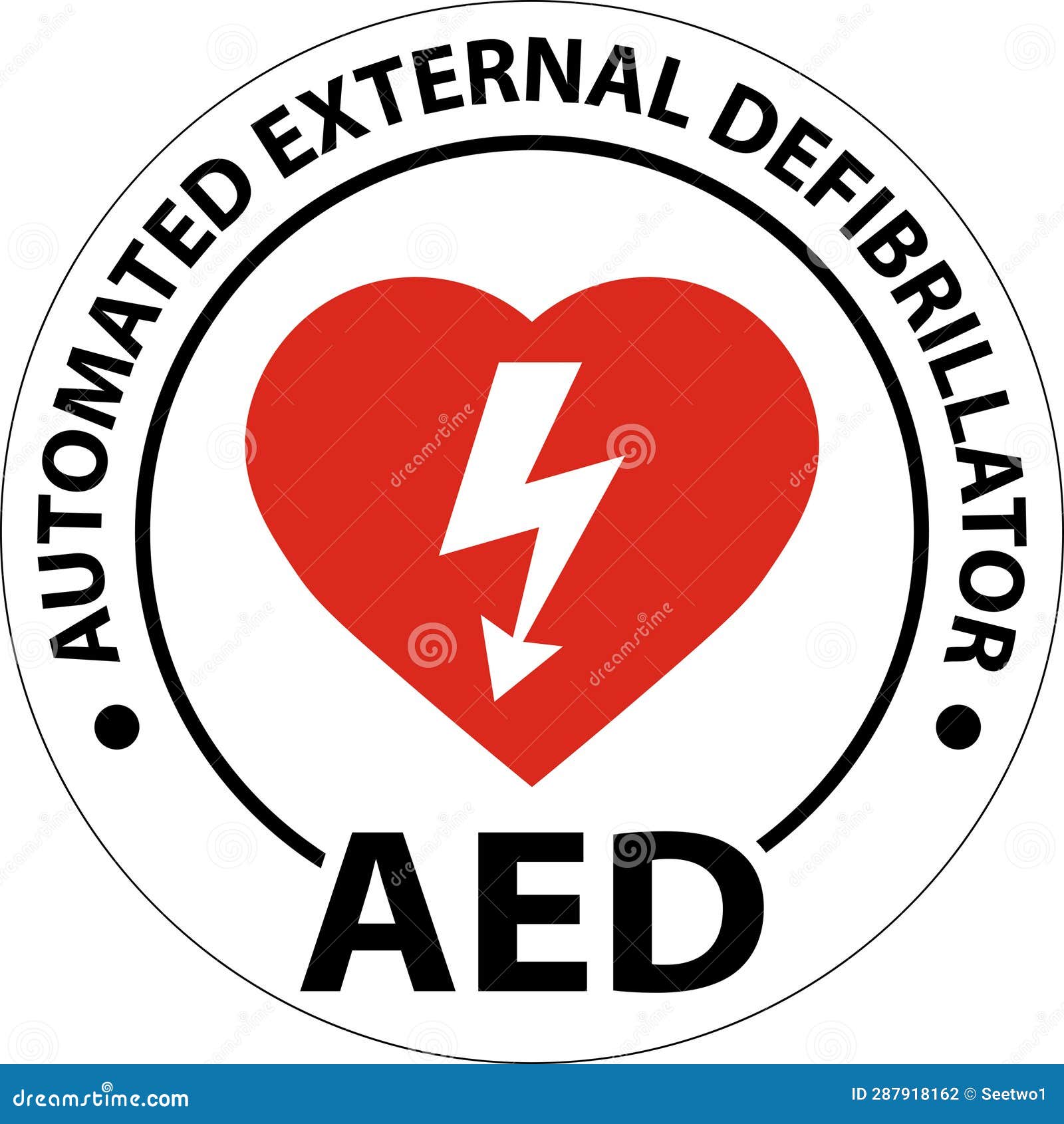 Floor Sign AED with Defib Heart, Red Border Floor Sign Stock Vector ...