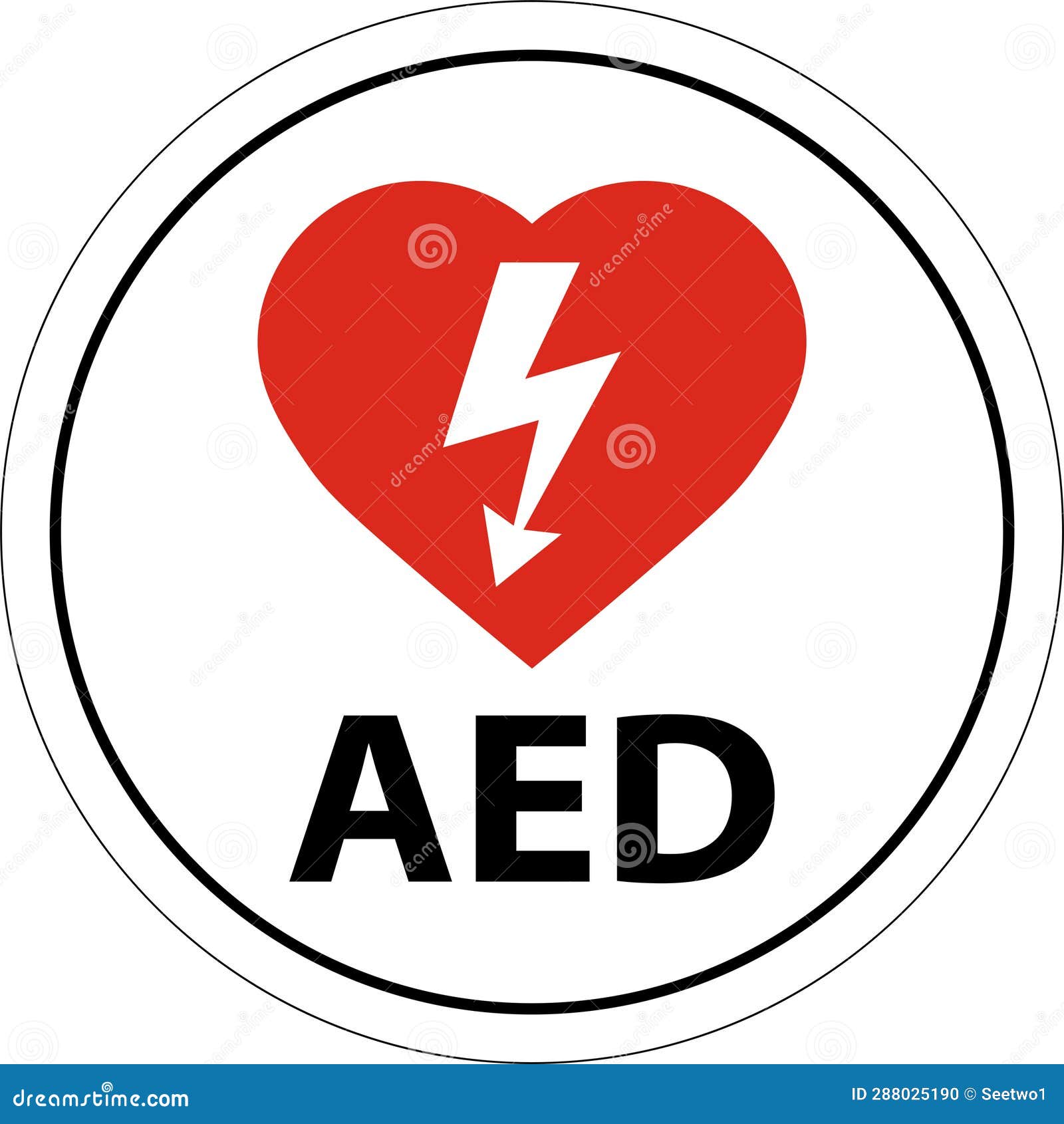 Floor Sign AED with Defib Heart, Red Border Floor Sign Stock Vector ...