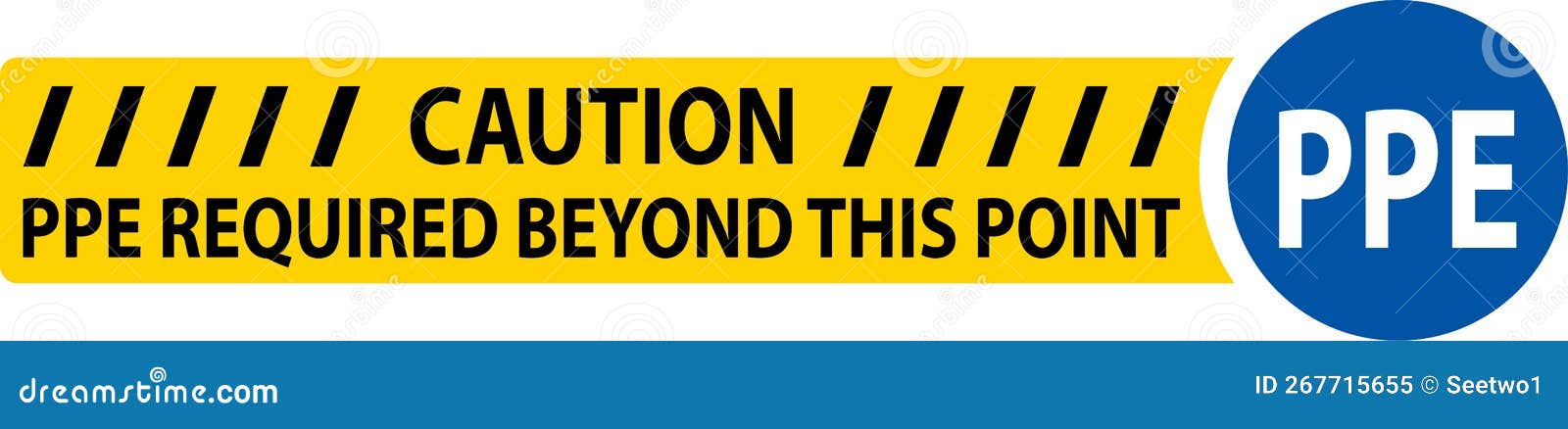 Floor Sign Caution PPE Required Beyond this Point Stock Vector ...