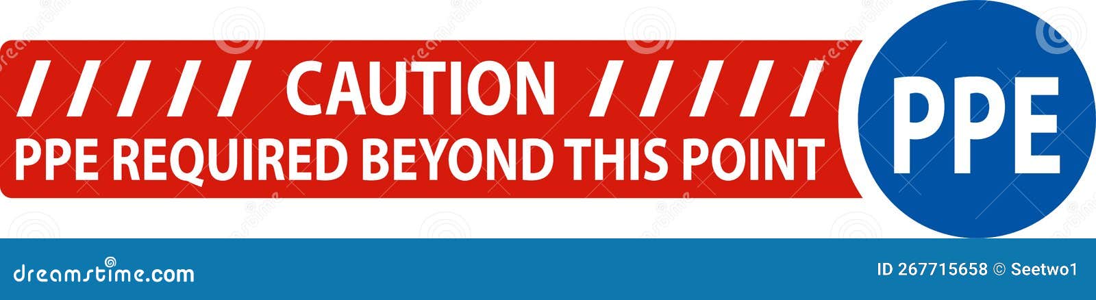 Floor Sign Caution PPE Required Beyond this Point Stock Vector ...