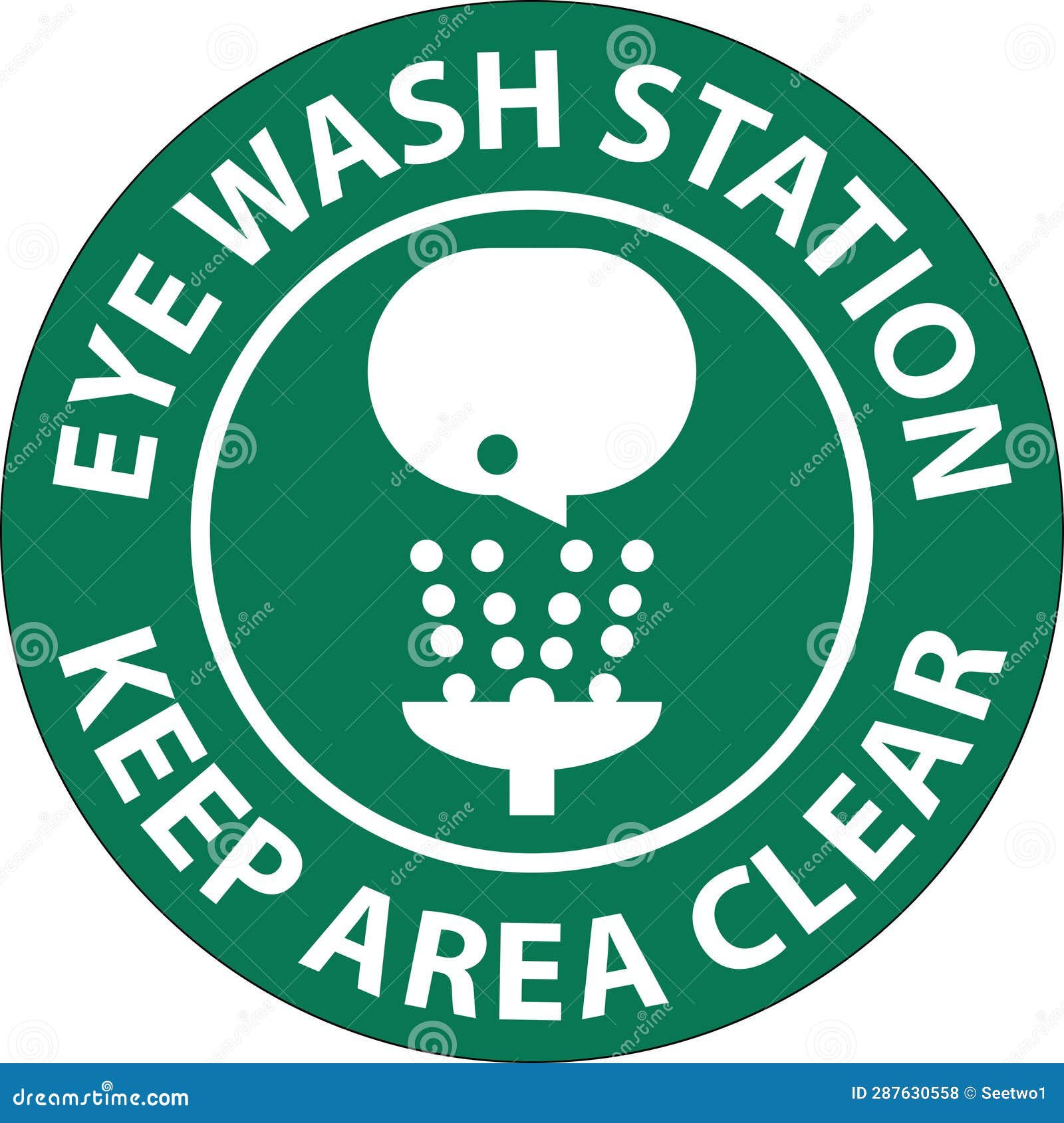 Floor Sign Eye Wash Station - Keep Area Clear Stock Vector ...