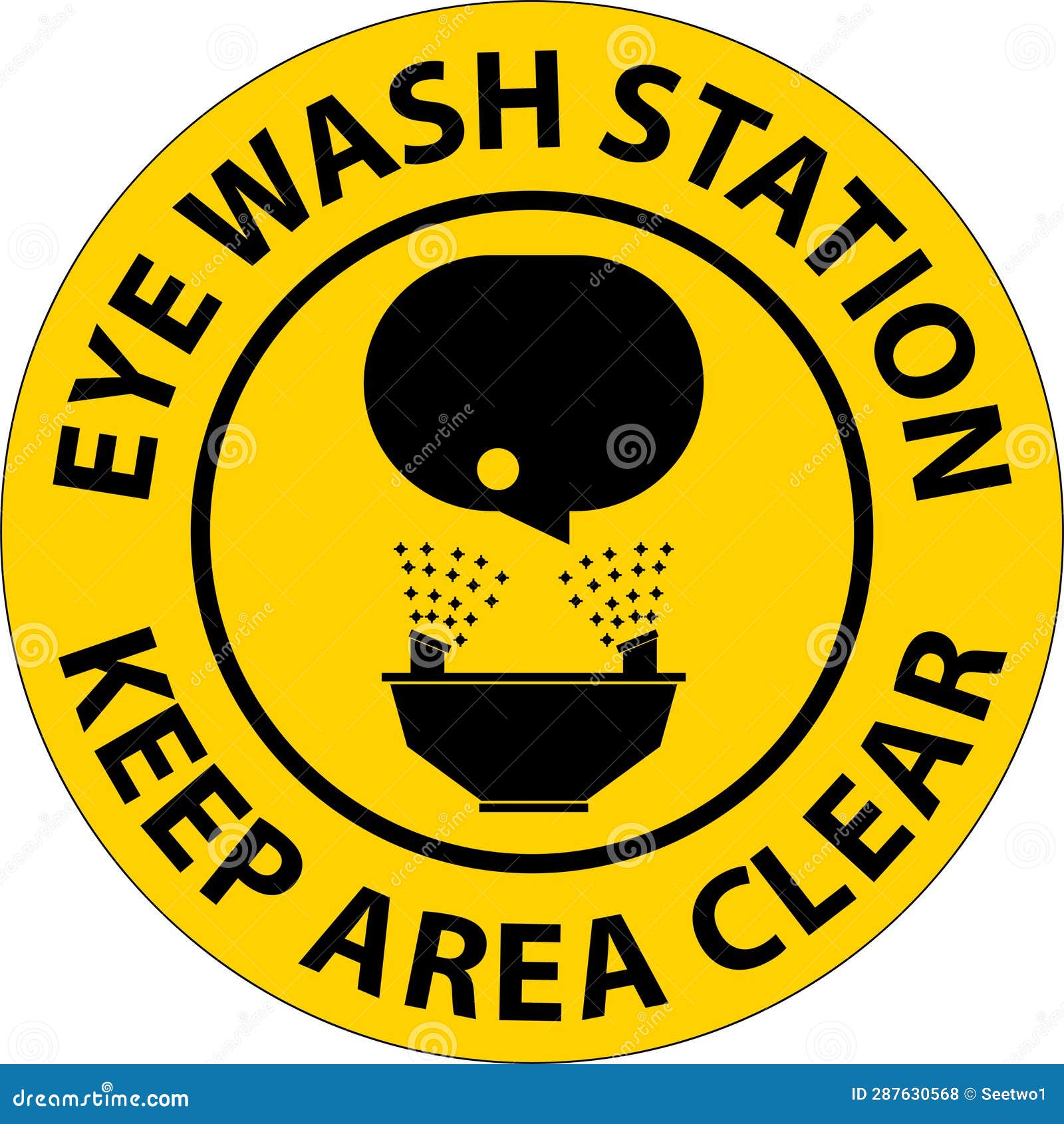 Floor Sign Eye Wash Station - Keep Area Clear Stock Vector ...
