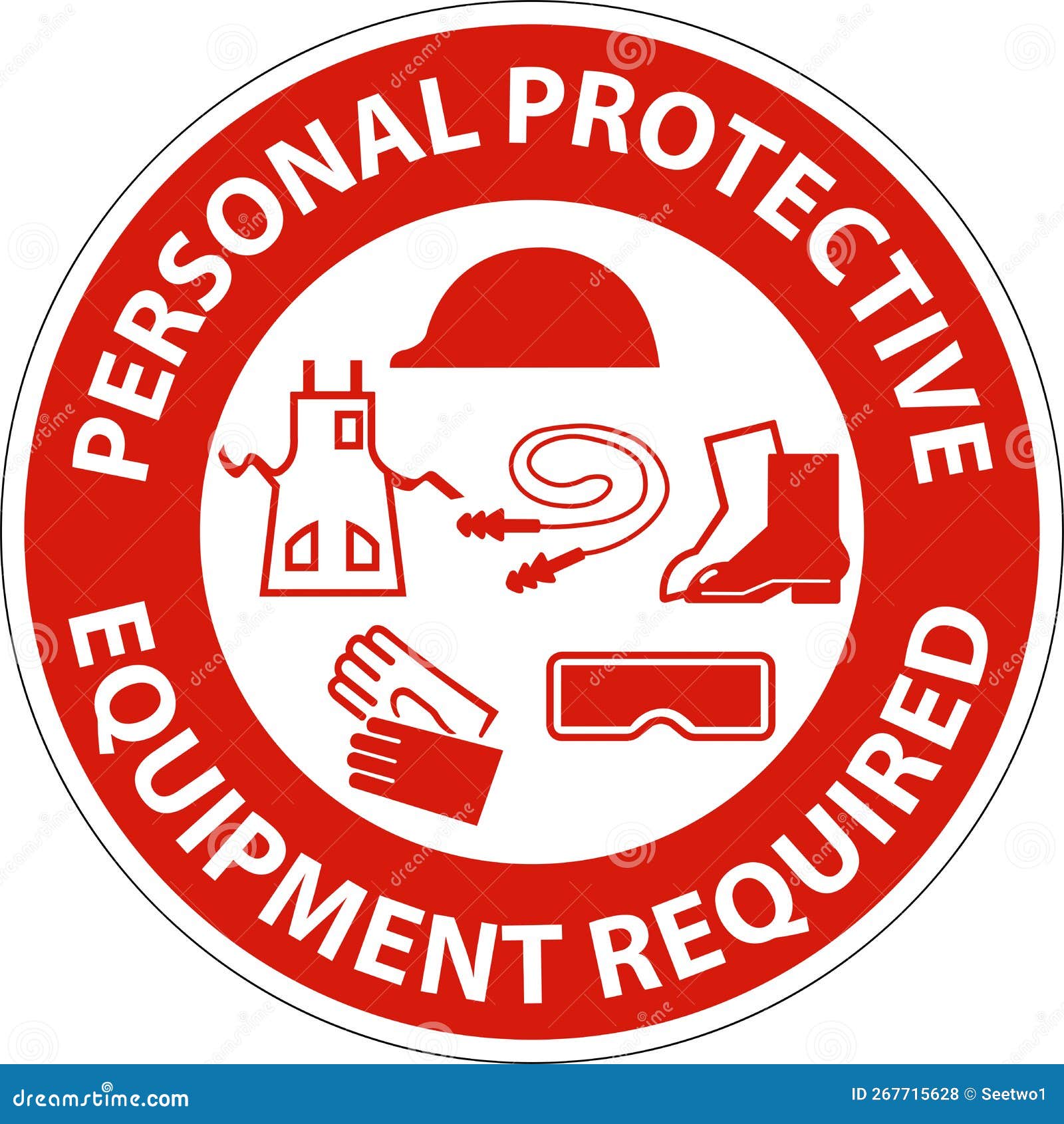 Floor Sign, Personal Protective Equipment Required Stock Vector ...