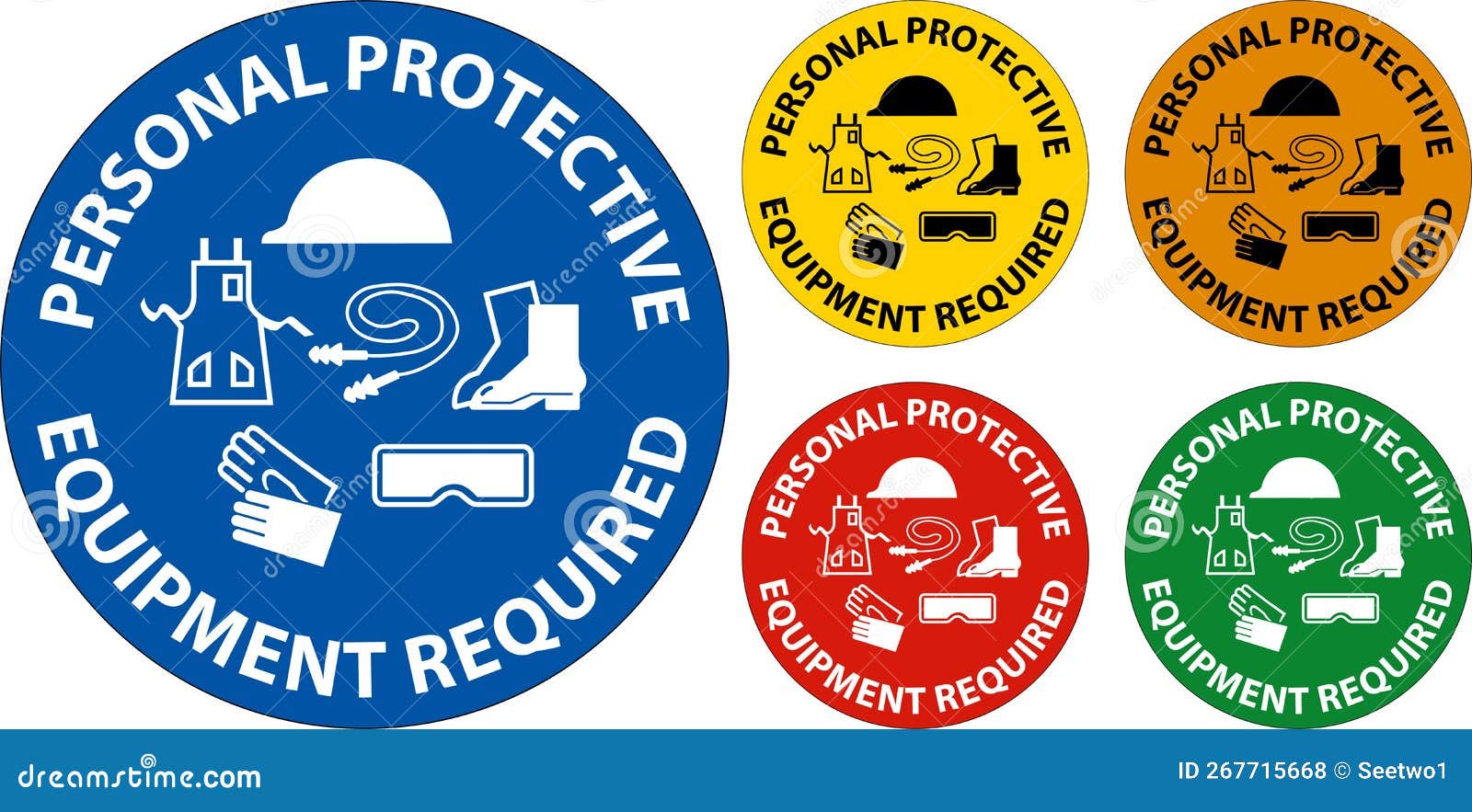 Floor Sign, Personal Protective Equipment Required Stock Vector ...