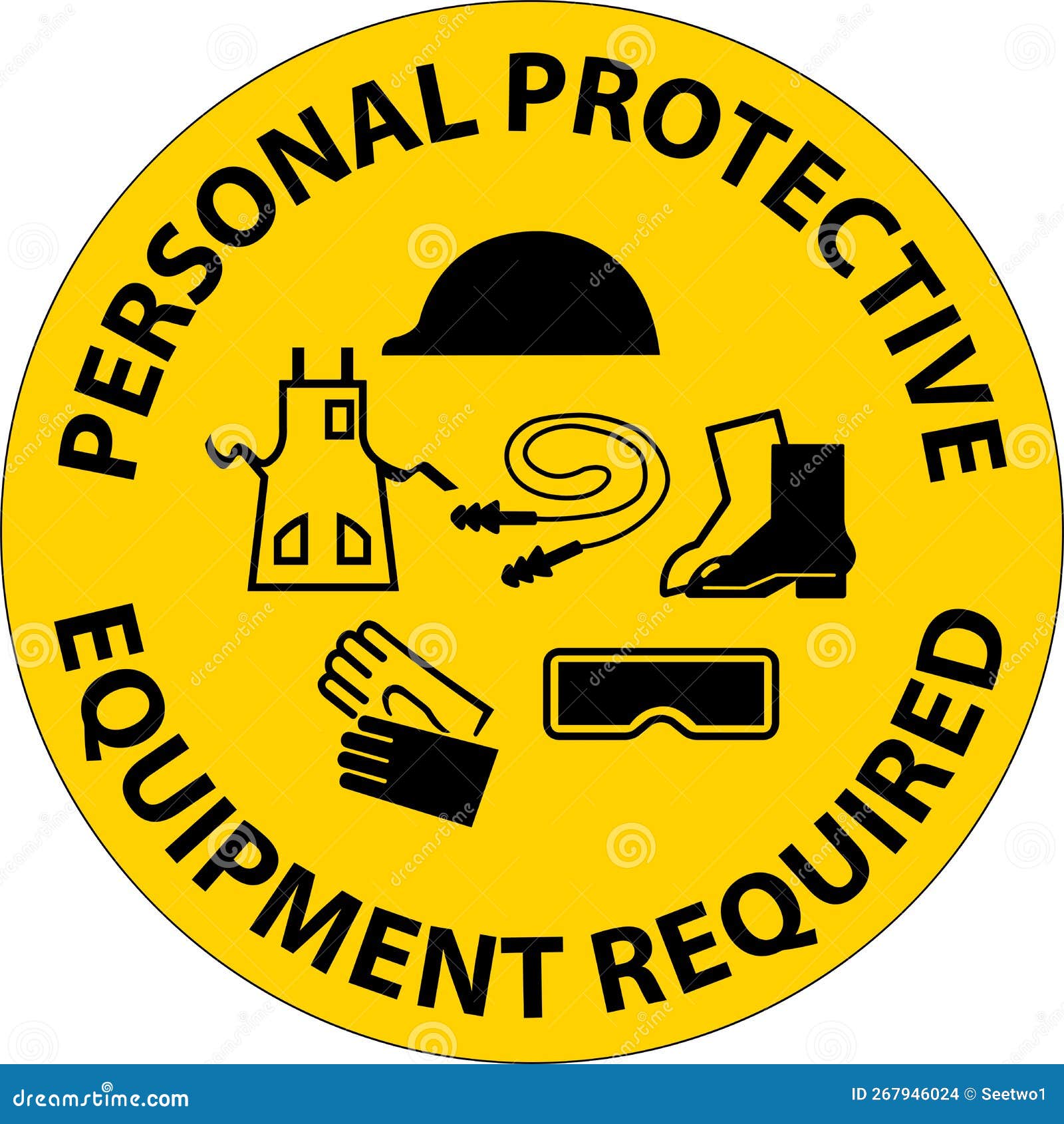 Floor Sign, Personal Protective Equipment Required Stock Vector ...
