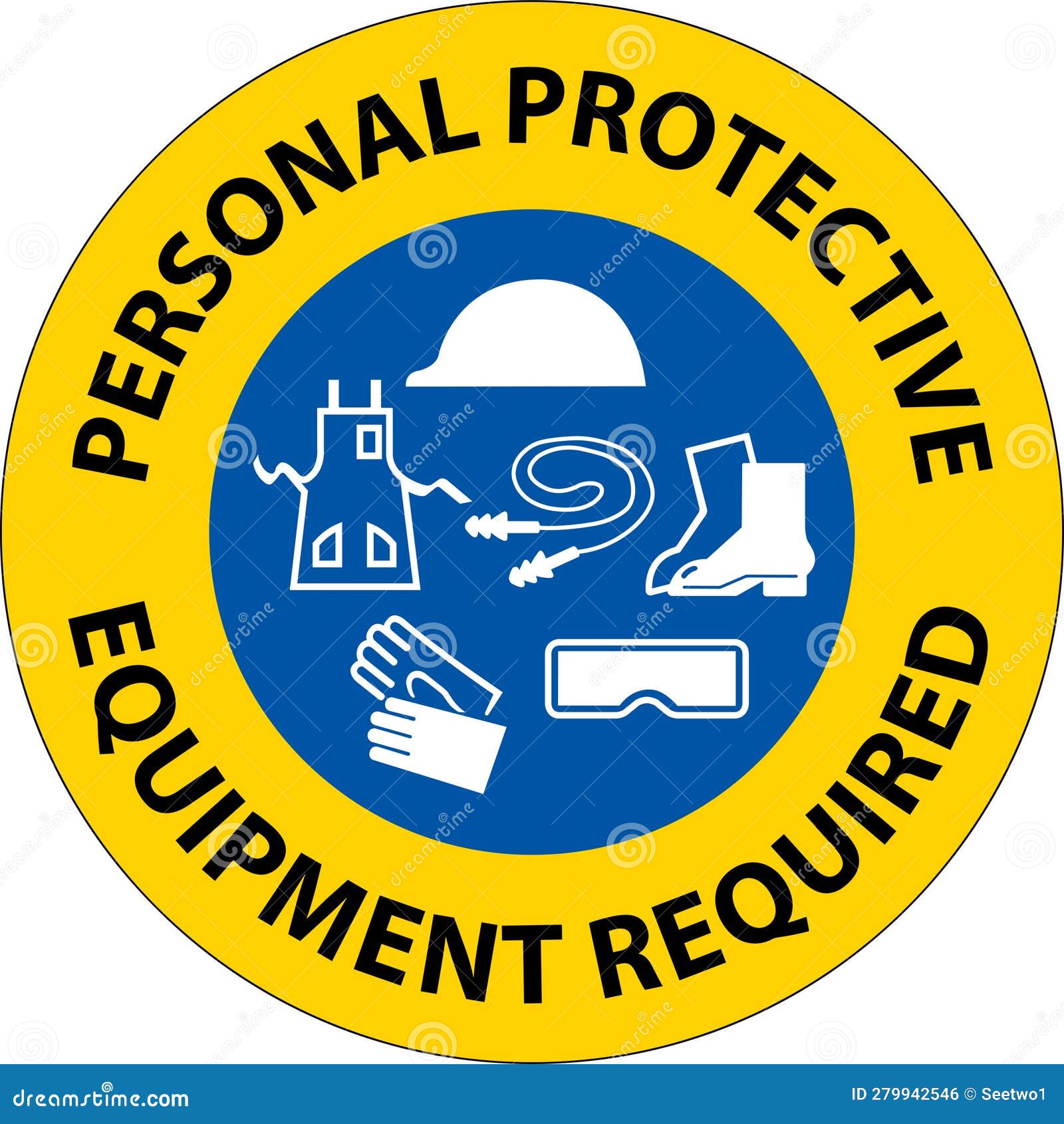 Floor Sign, Personal Protective Equipment Required Stock Vector ...